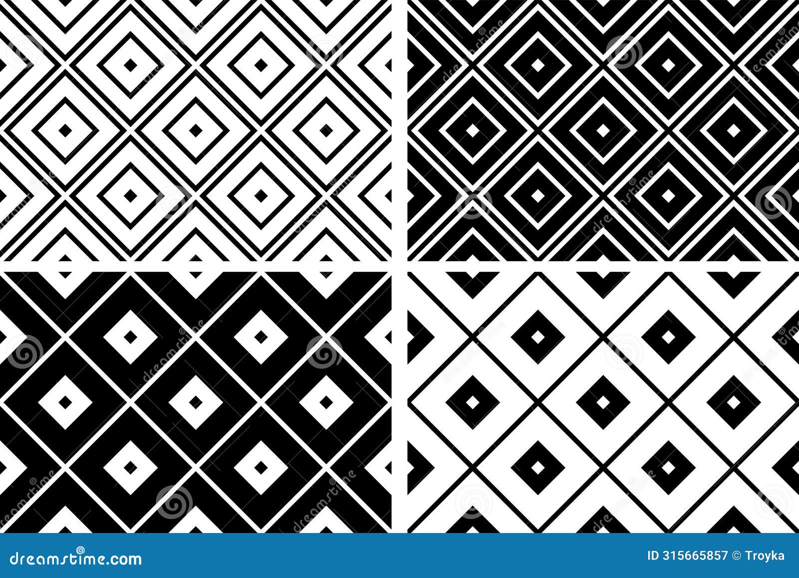 Seamless Geometric Checked Black and White Patterns Stock Vector ...