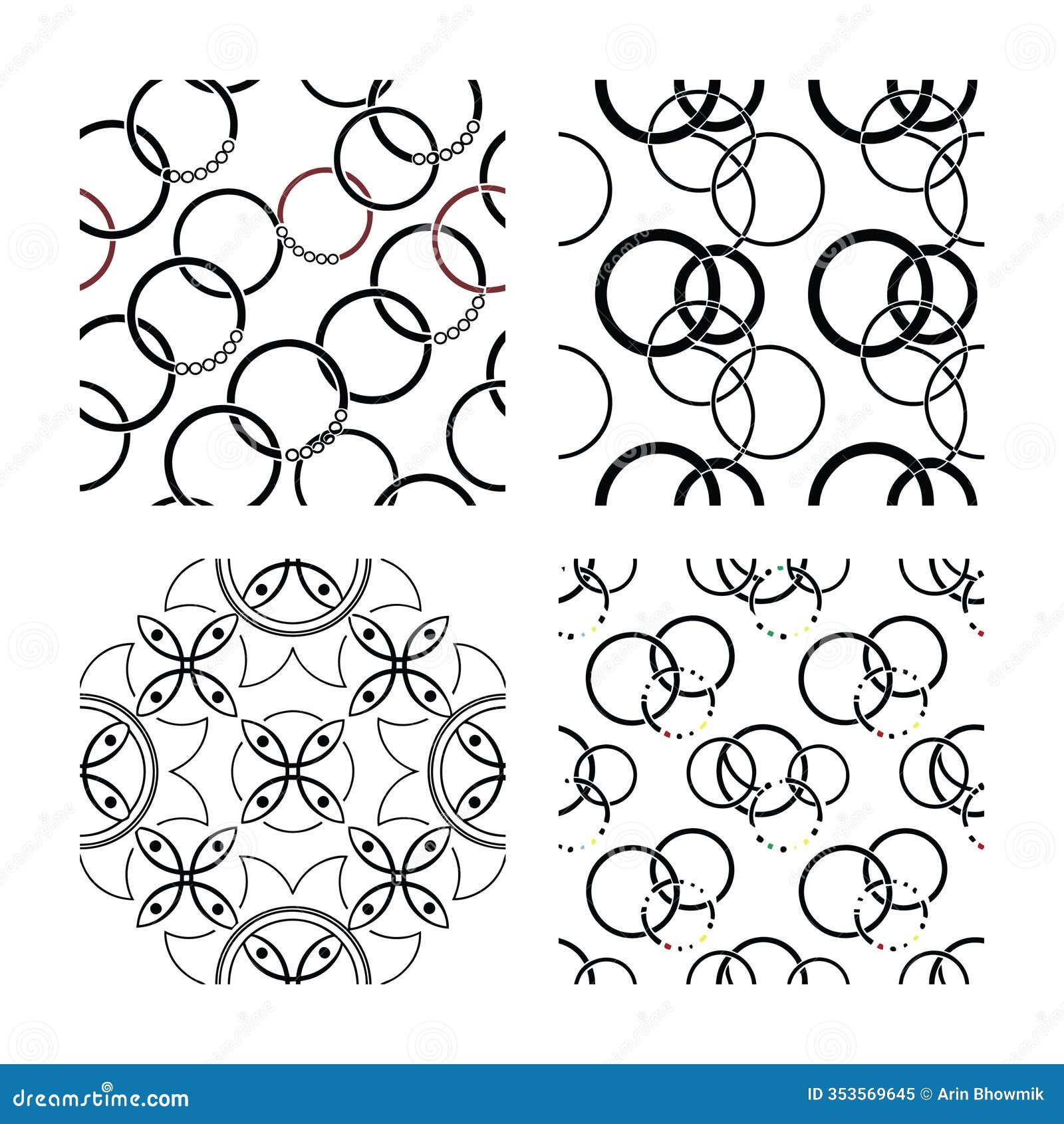 Seamless Geometric Circle Patterns for Design Projects Vetor Set. Stock ...