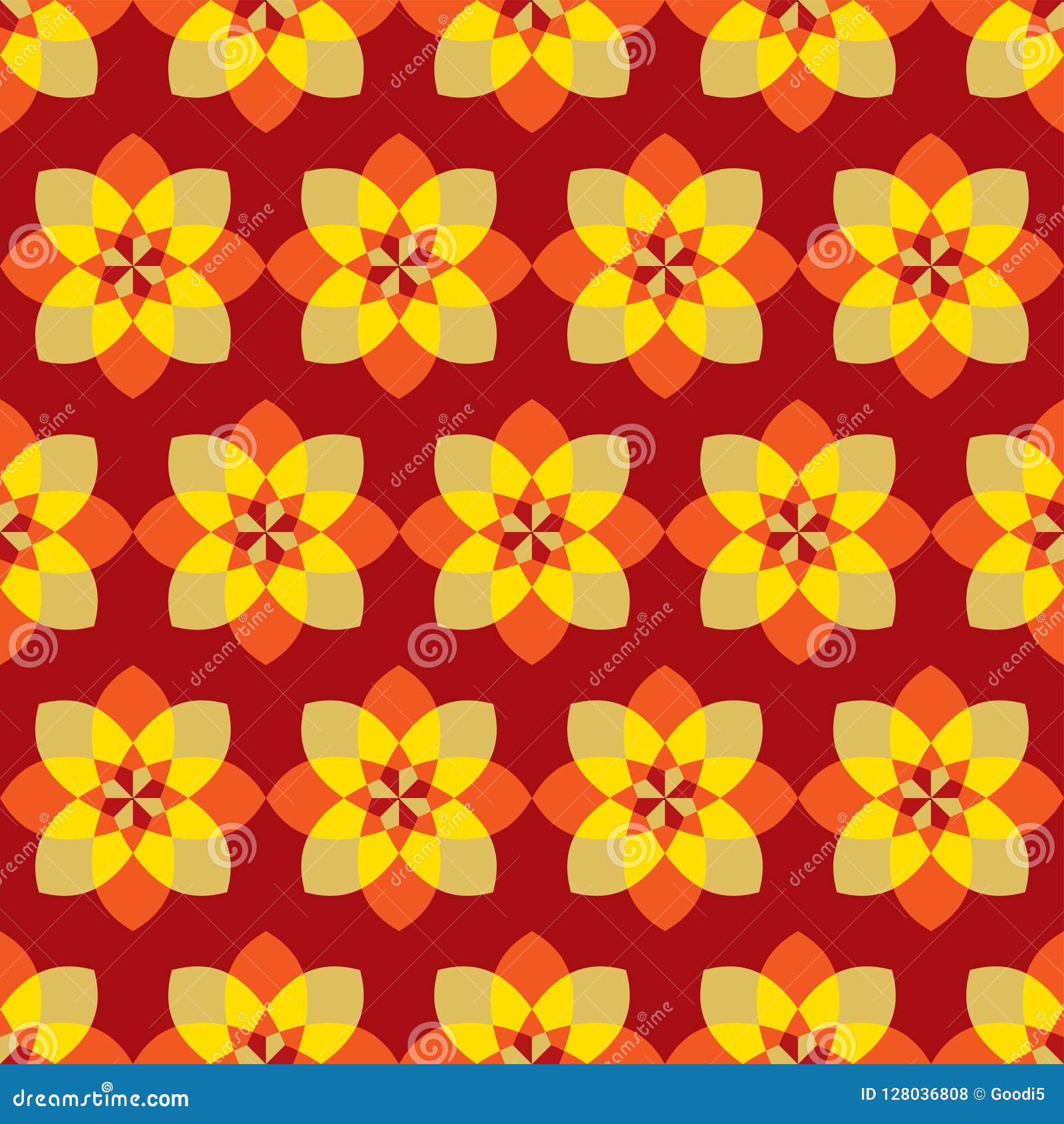 Seamless Geometric Colorful Pretty Flower Pattern Stock Illustration ...