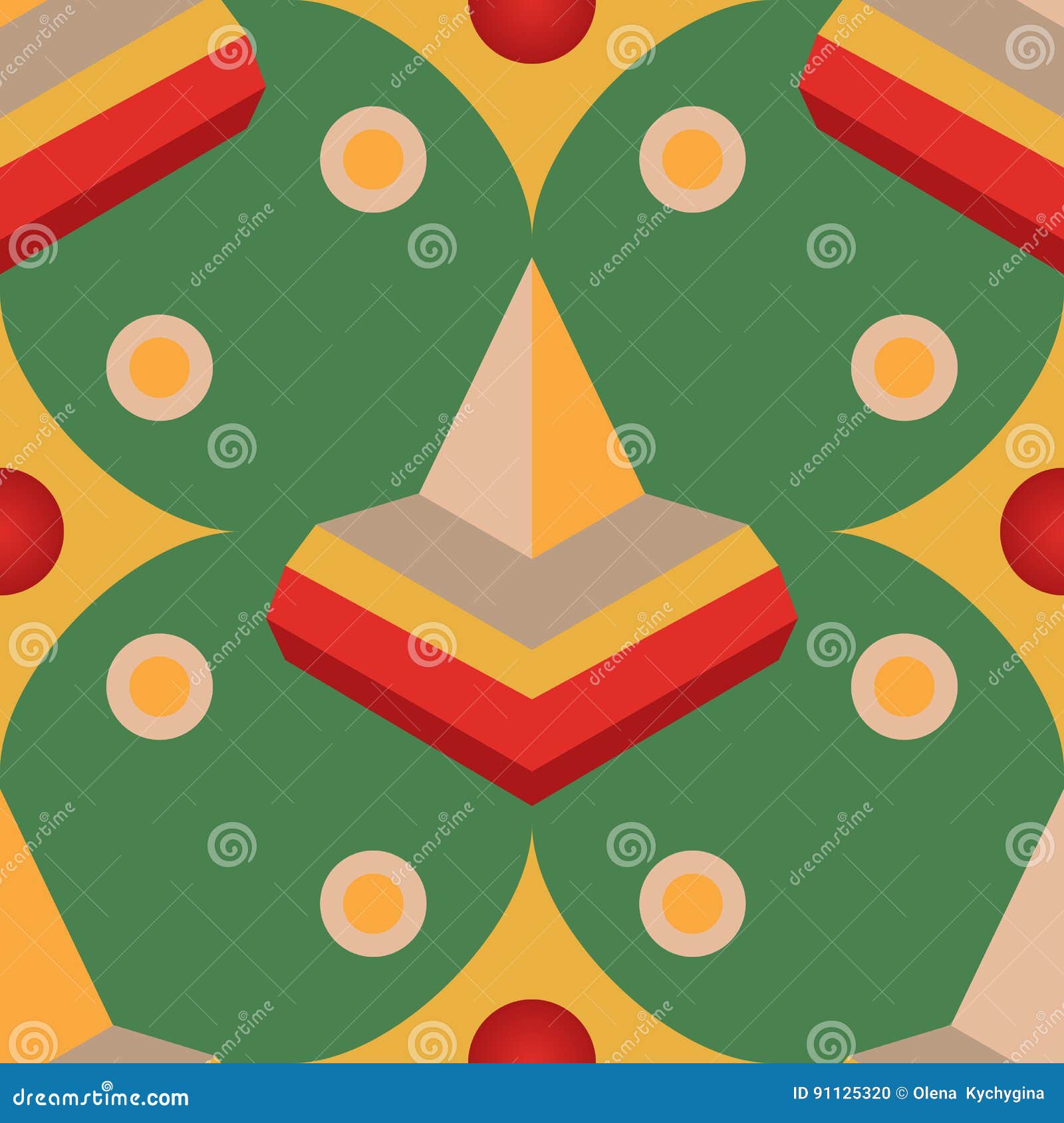 Seamless Geometric 3d Abstract Pattern on Green Background Stock ...