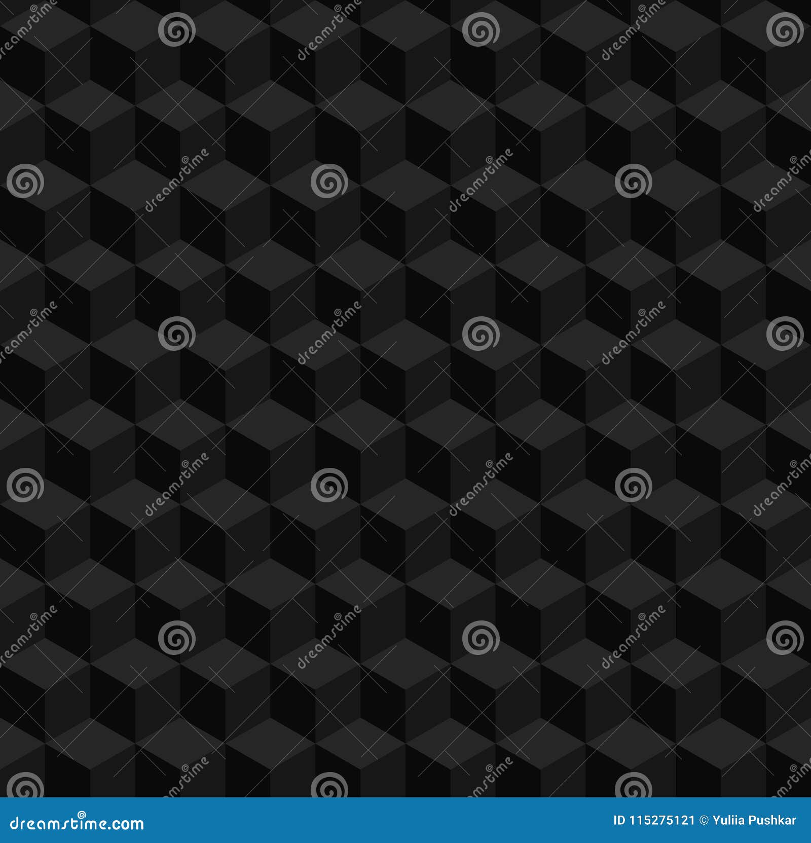 Seamless Geometric 3d Vector Pattern. Black Volume Cubes Stock Vector ...