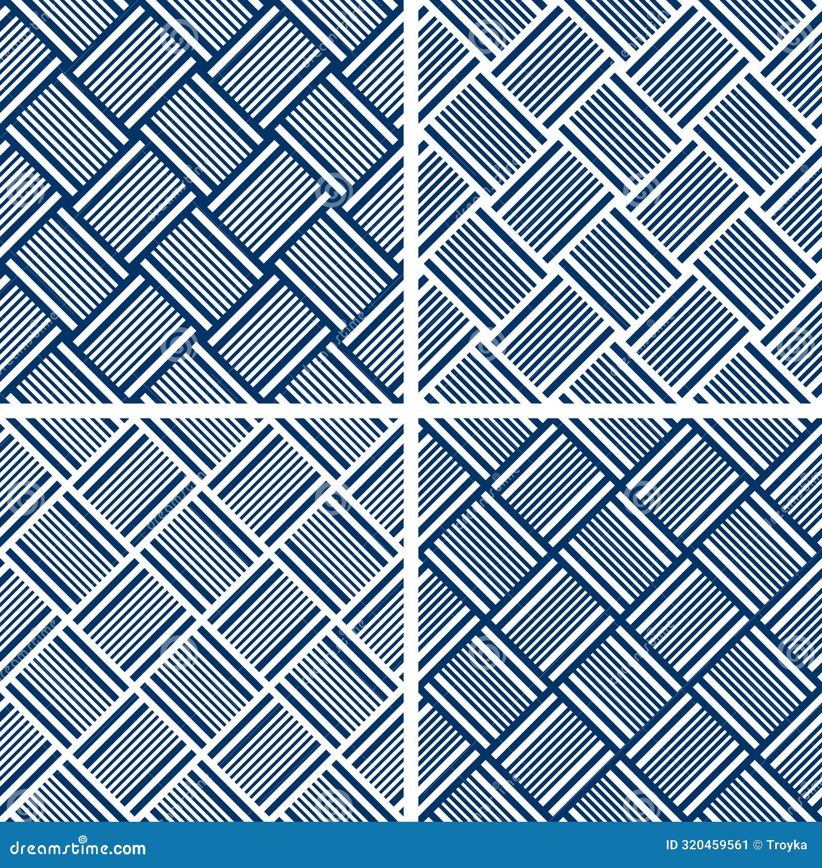 Seamless Geometric Diagonal Blue and White Patterns Set Stock Vector ...