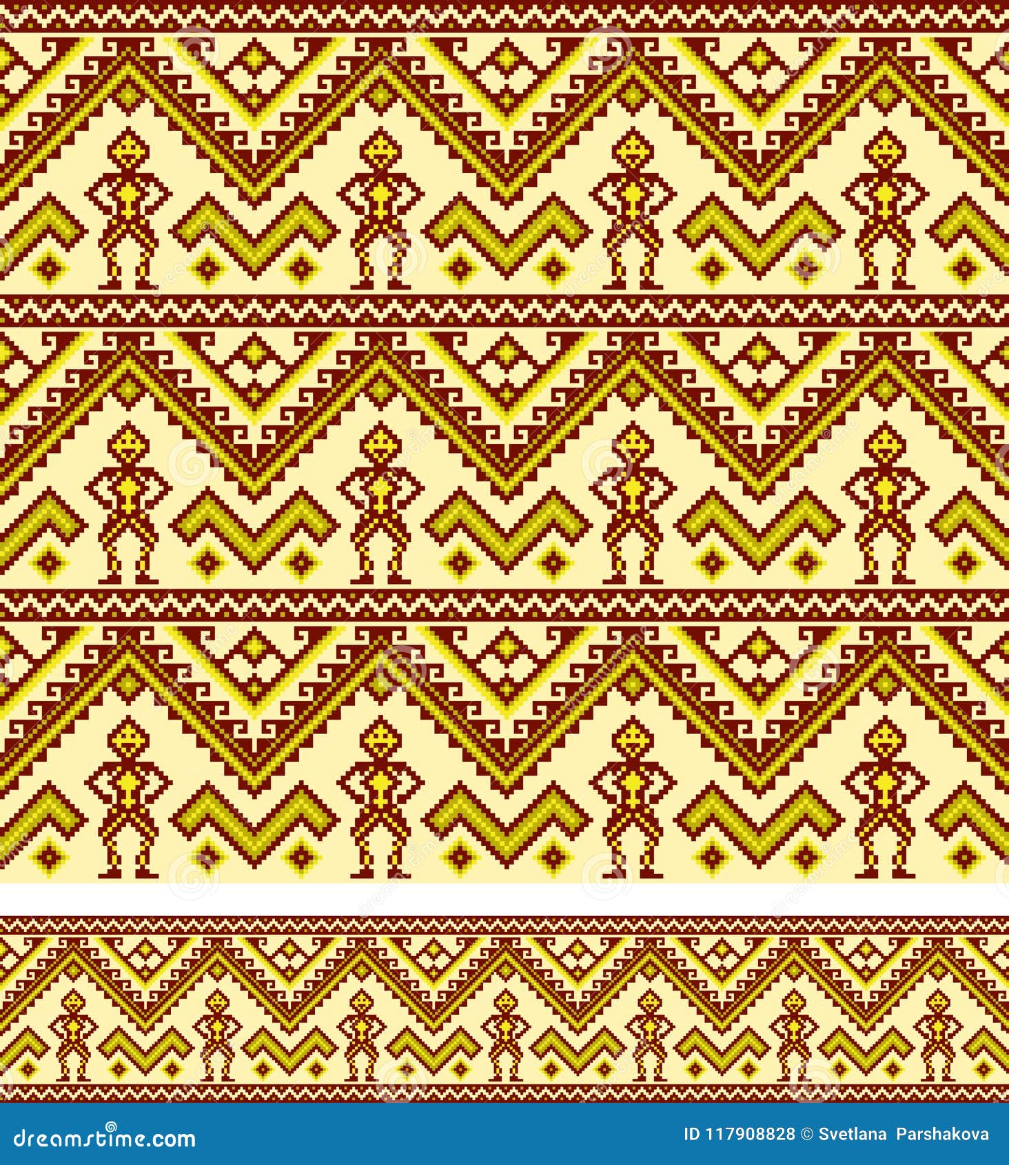 Seamless Geometric Ethnic Multicolor Pattern and Border Stock Vector ...