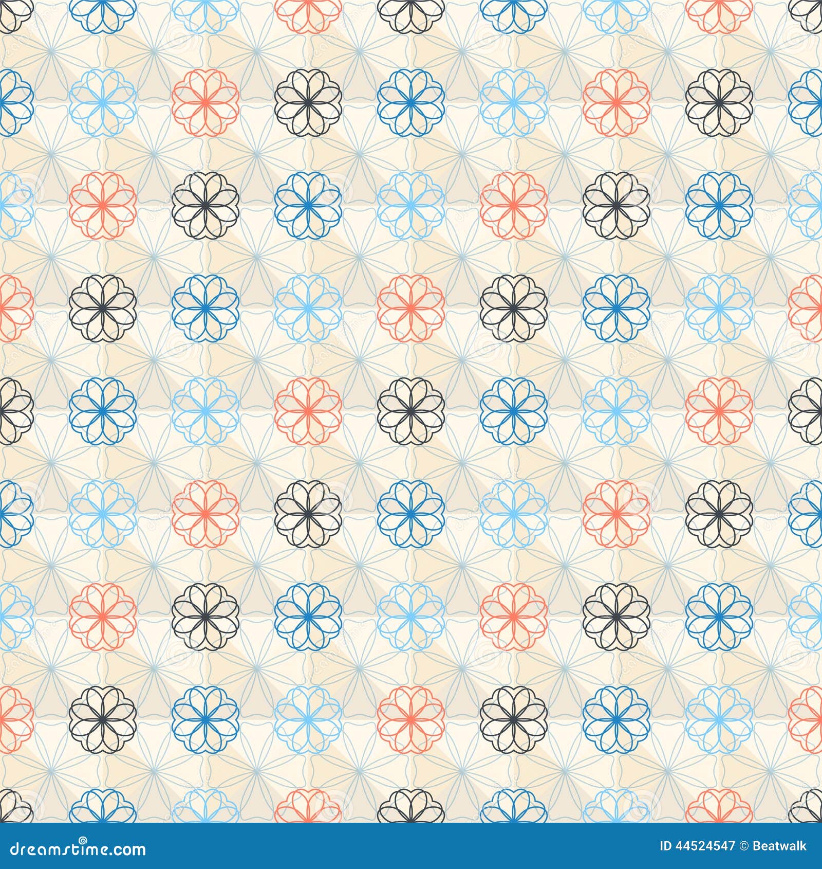 Seamless Geometric Flower Pattern Stock Vector - Illustration of ...