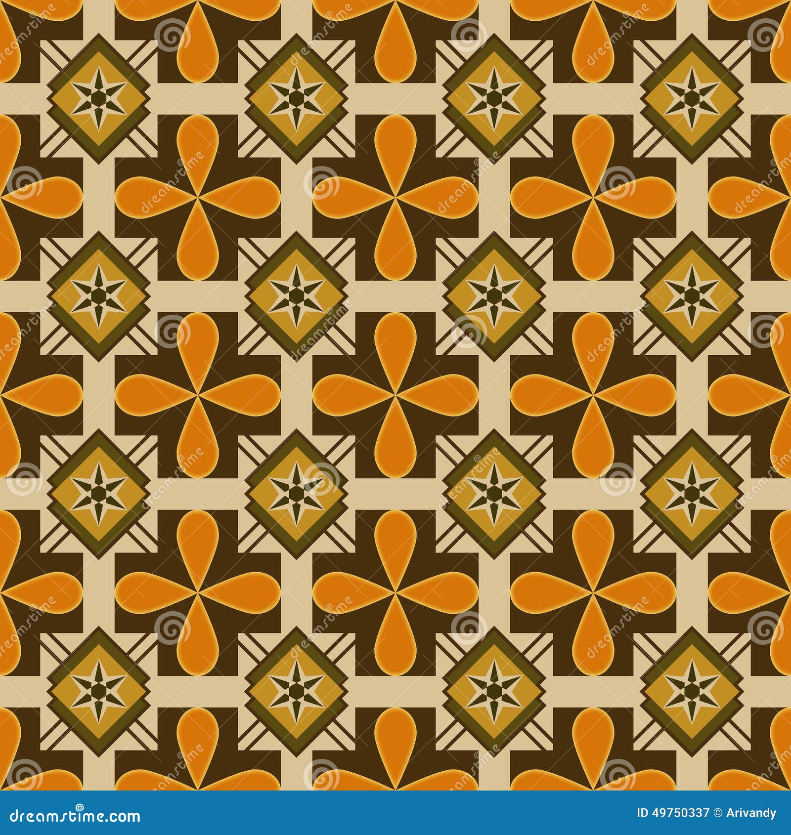 Seamless Geometric Flower Pattern Stock Illustration - Illustration of ...