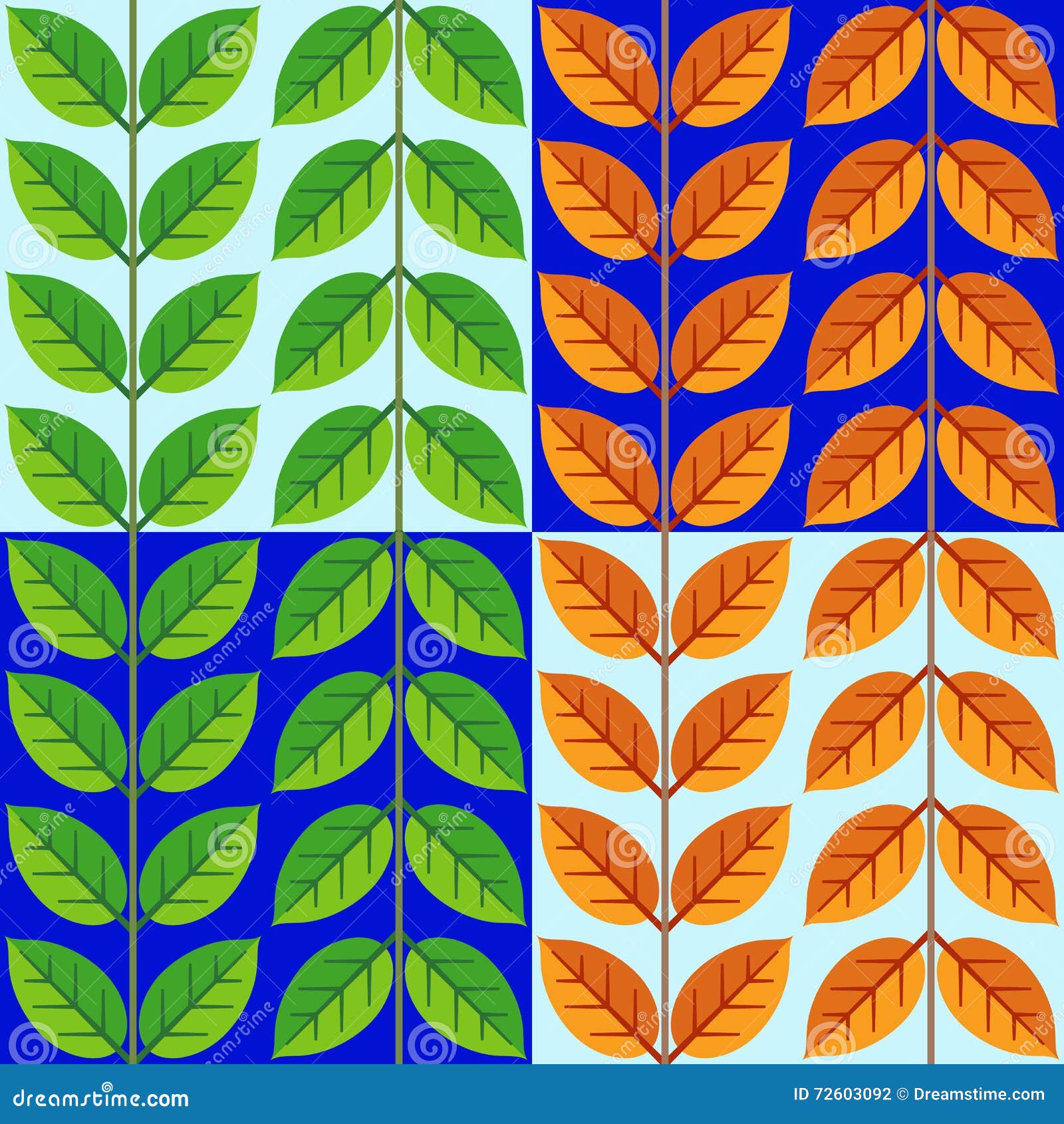 Seamless Geometric Foliage Day and Night Pattern Stock Vector ...