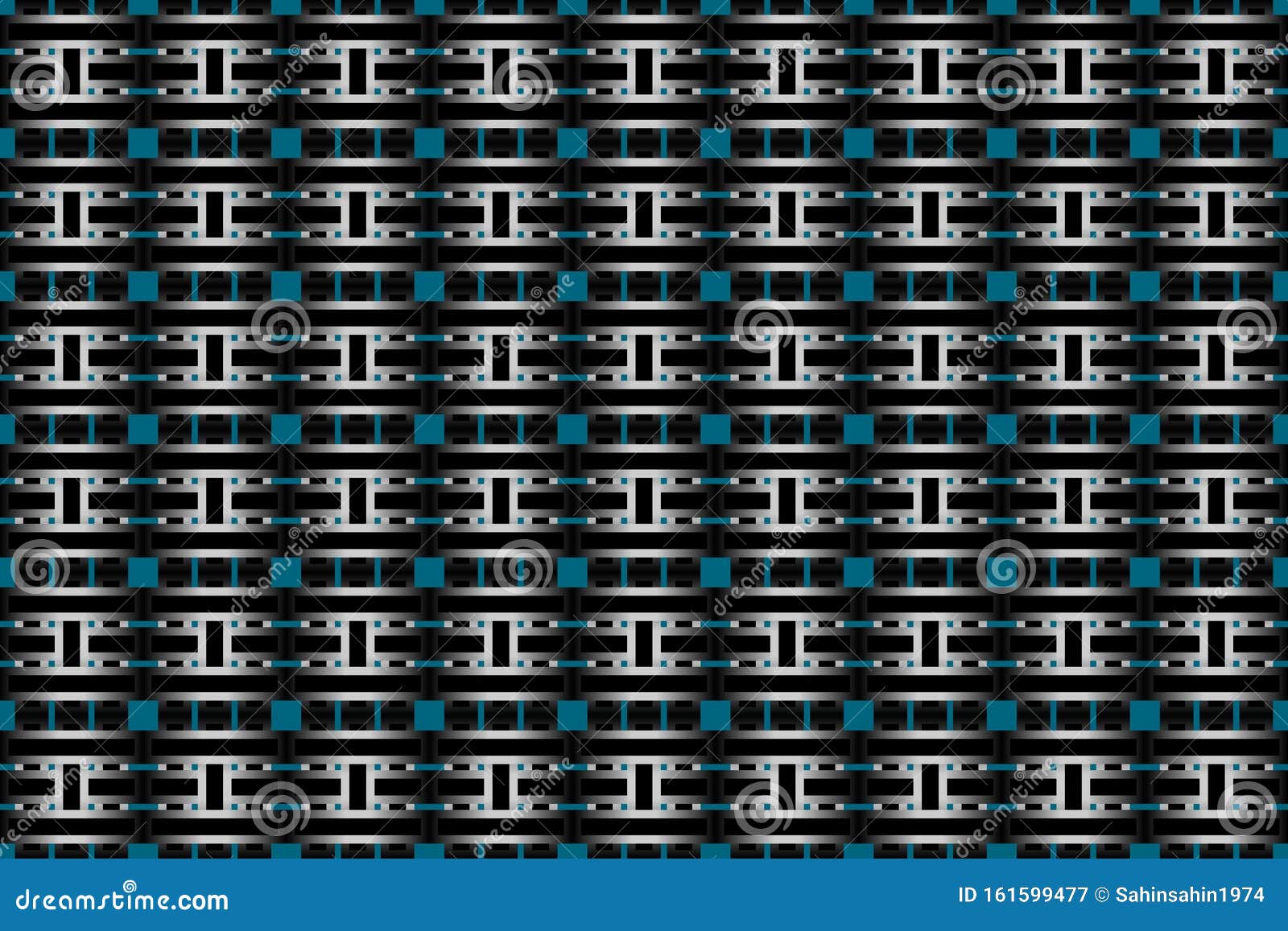 Seamless Geometric Grey and Blue Pattern on Black Background. Square ...