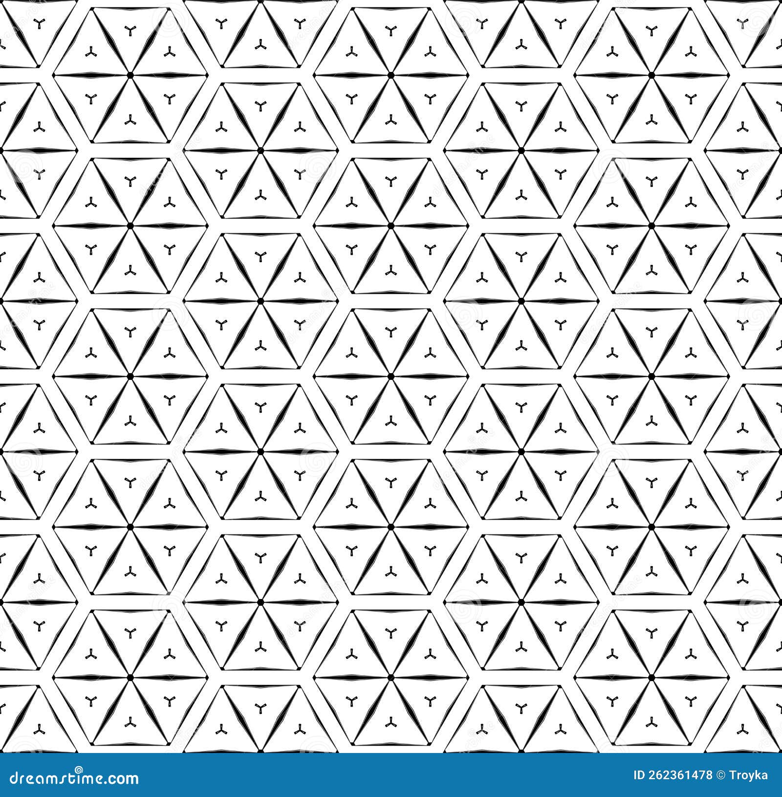 Seamless Geometric Hexagons and Triangles Pattern. Black and White ...