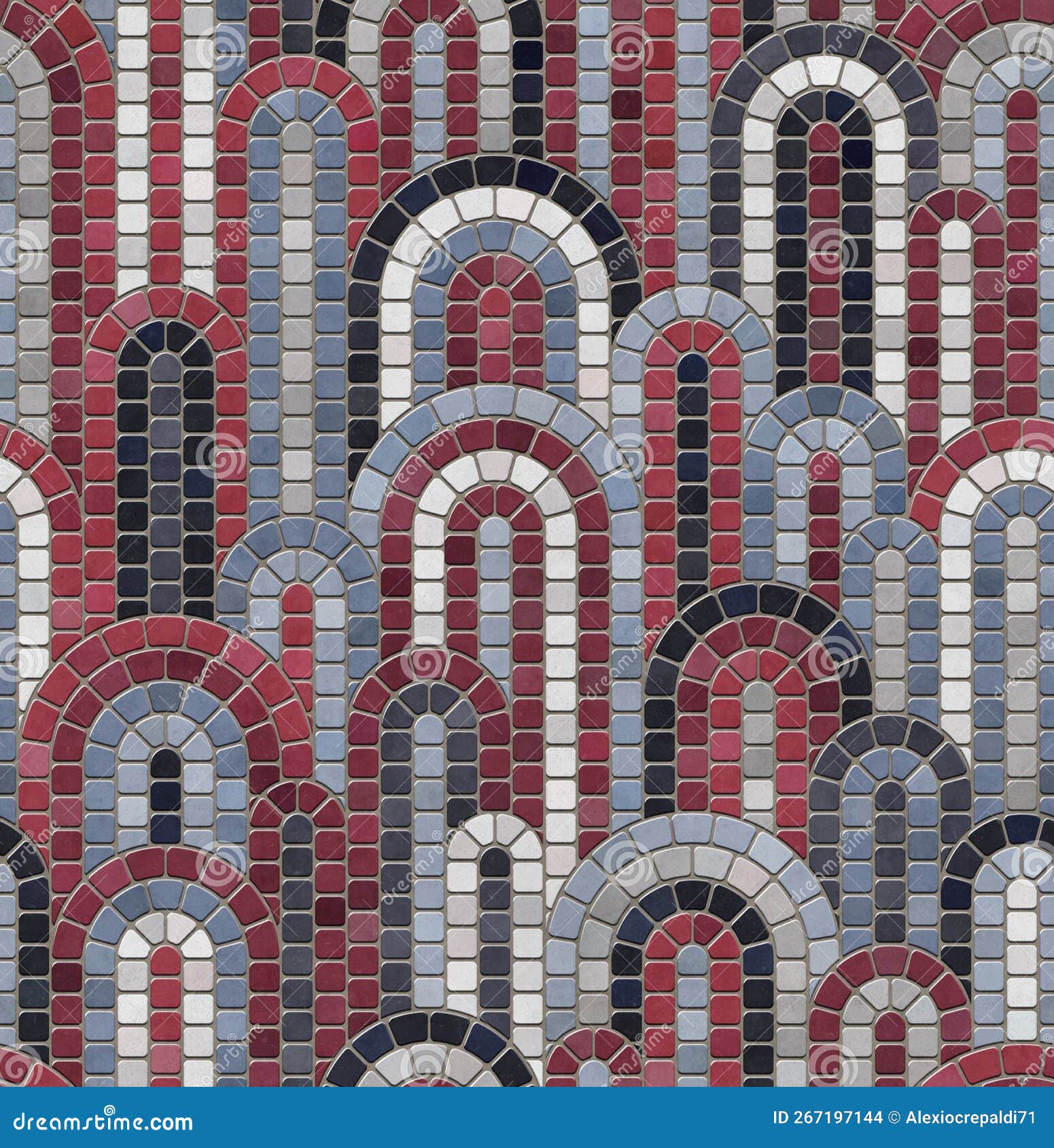 Seamless Geometric Mosaic Pattern. Arched Lines with Multicolored ...