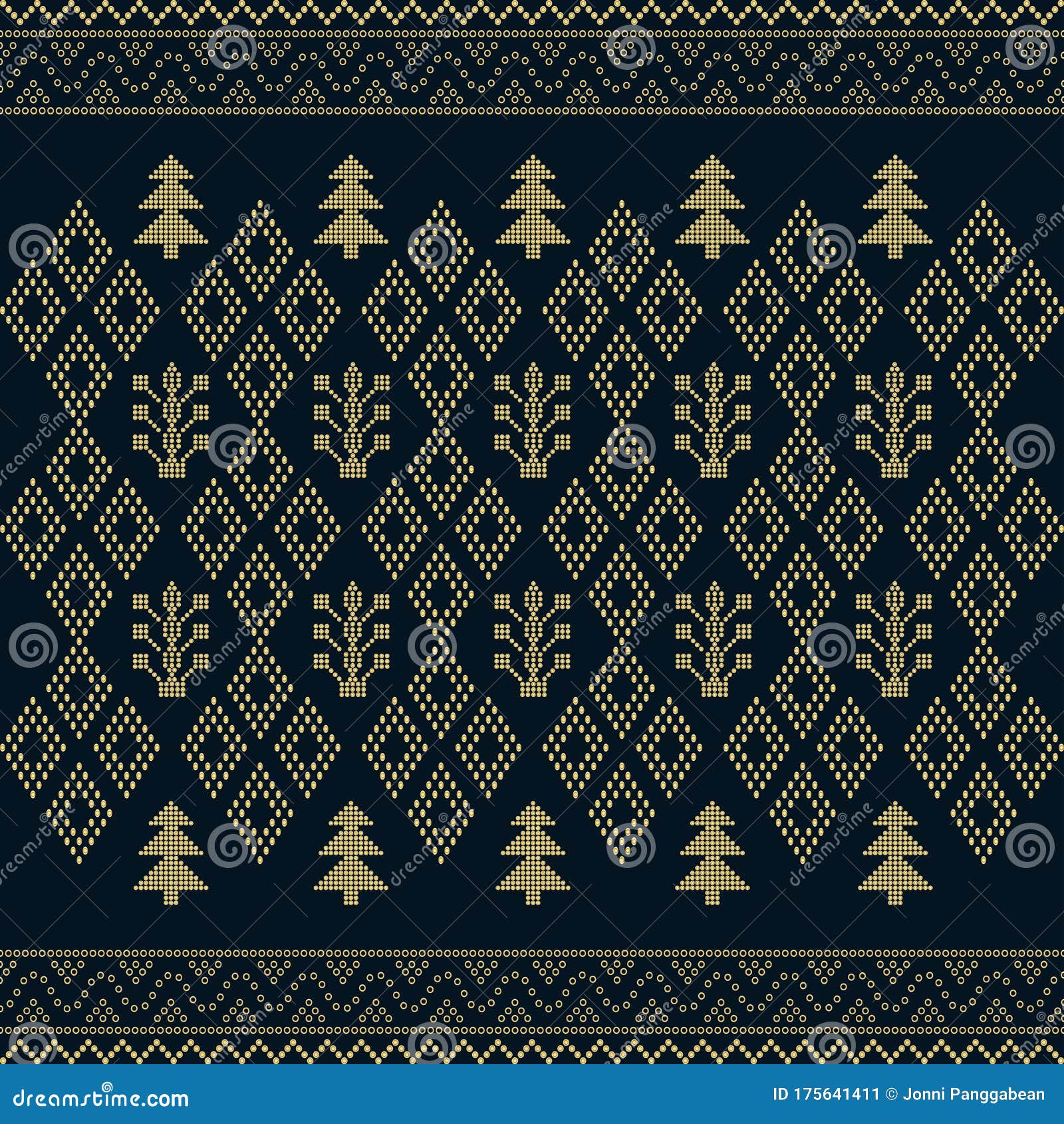 Seamless Geometric Ornamental Vector Pattern with Dots Gold Color ...