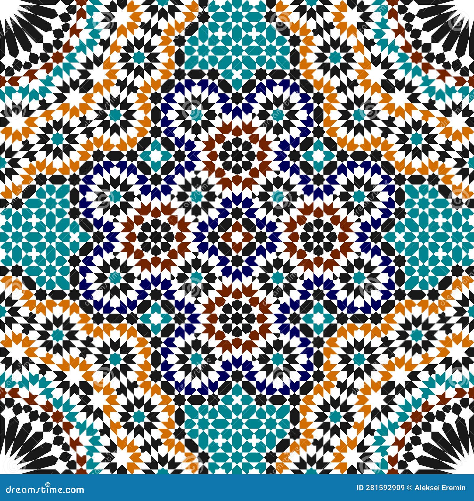 Seamless Geometric Pattern in Arabic Style Zellij Stock Vector ...