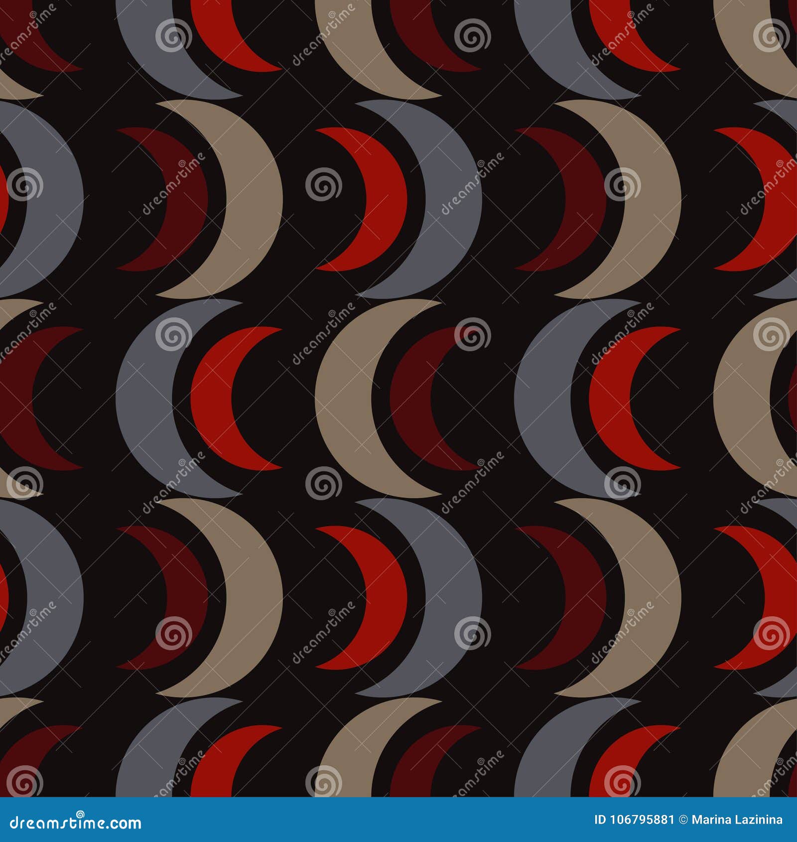 Seamless Geometric Pattern. Background of the Crescents Stock ...