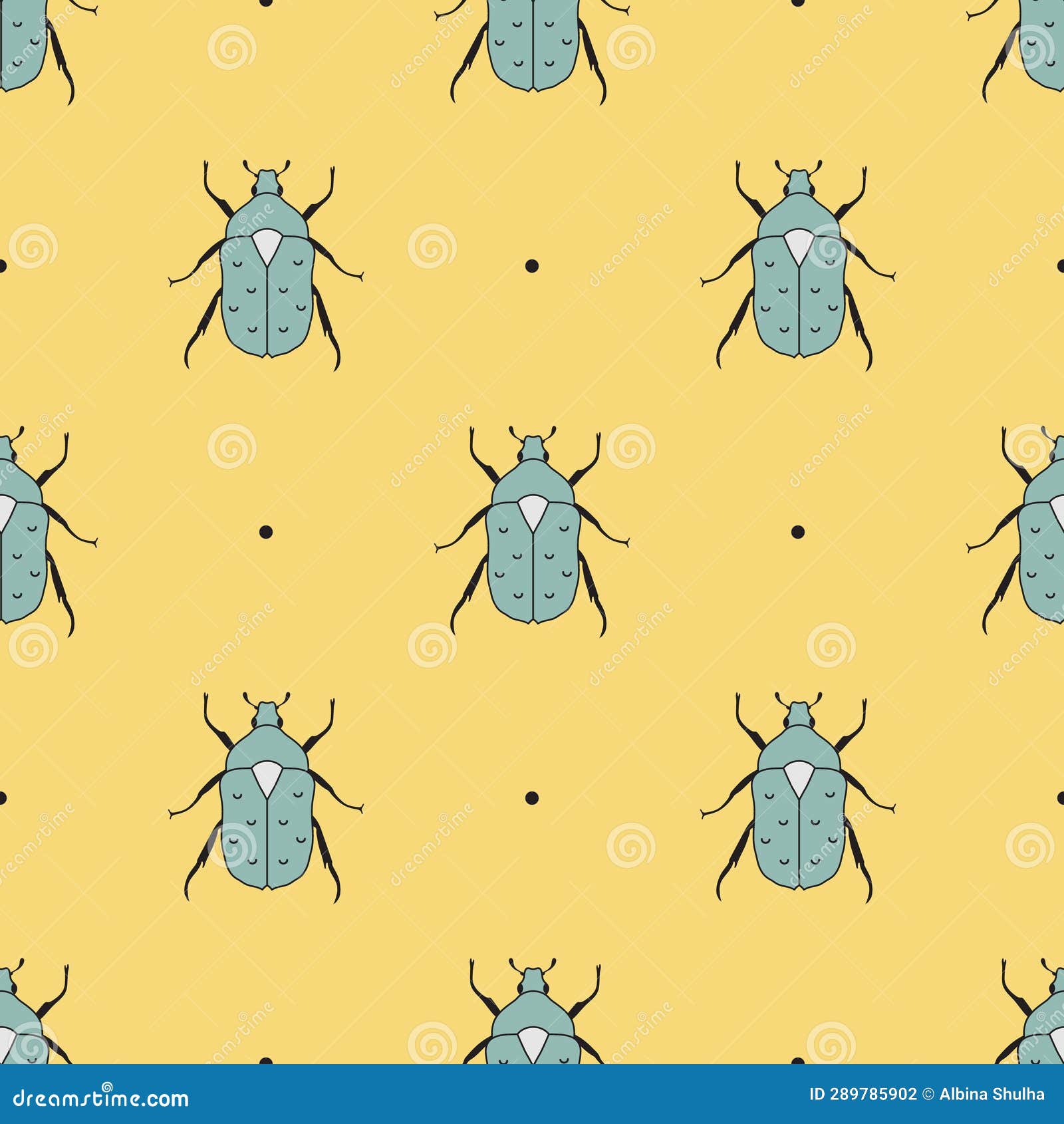 Seamless Geometric Pattern Background of Flower Chafers Beetles on ...