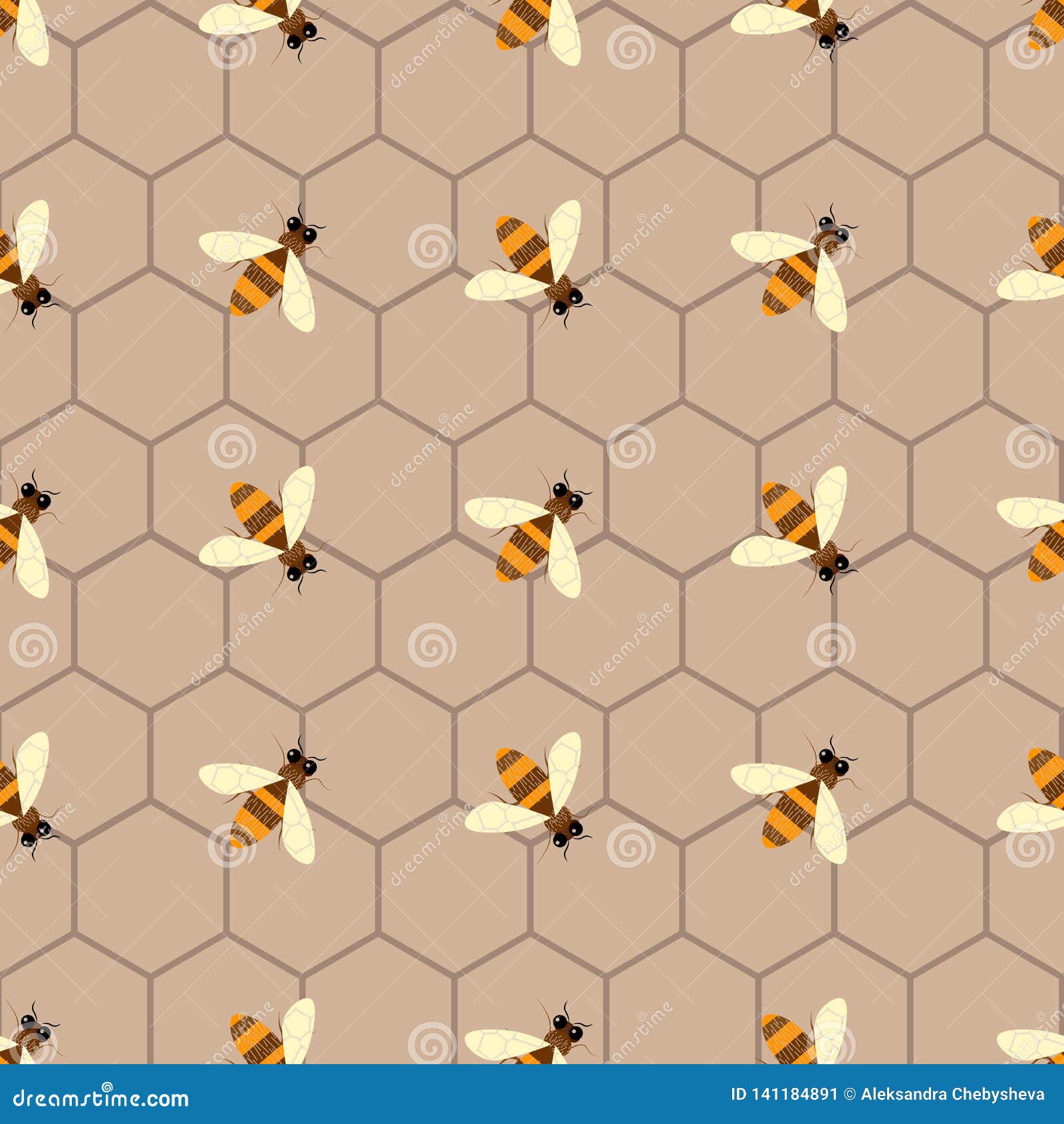 Seamless Geometric Pattern with Bee. Modern Abstract Honey Design Stock ...