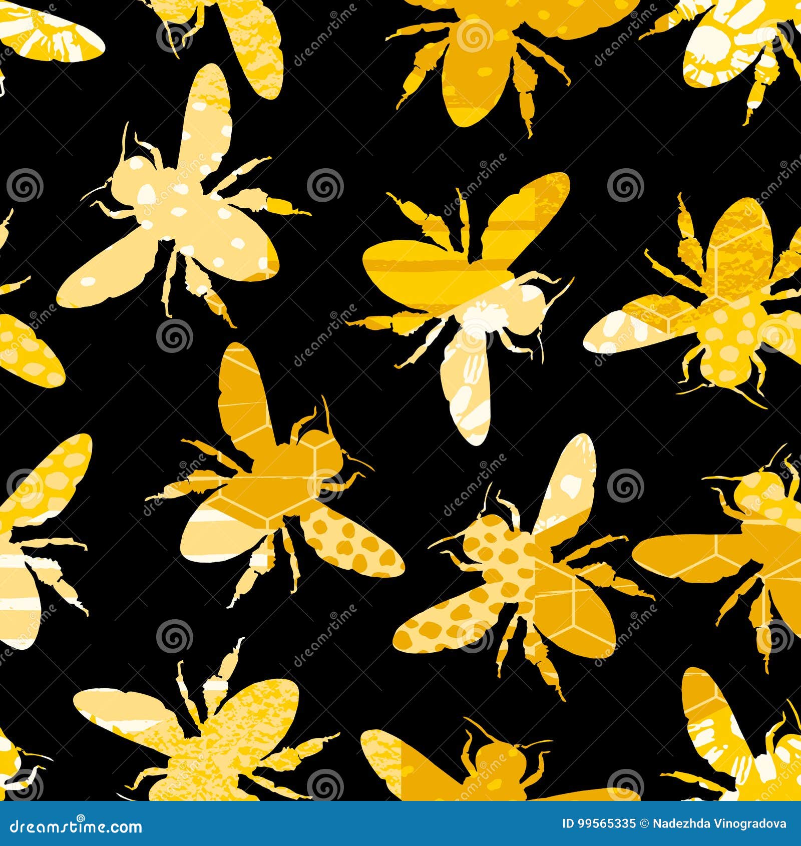 Seamless Geometric Pattern with Bee. Stock Vector - Illustration of ...