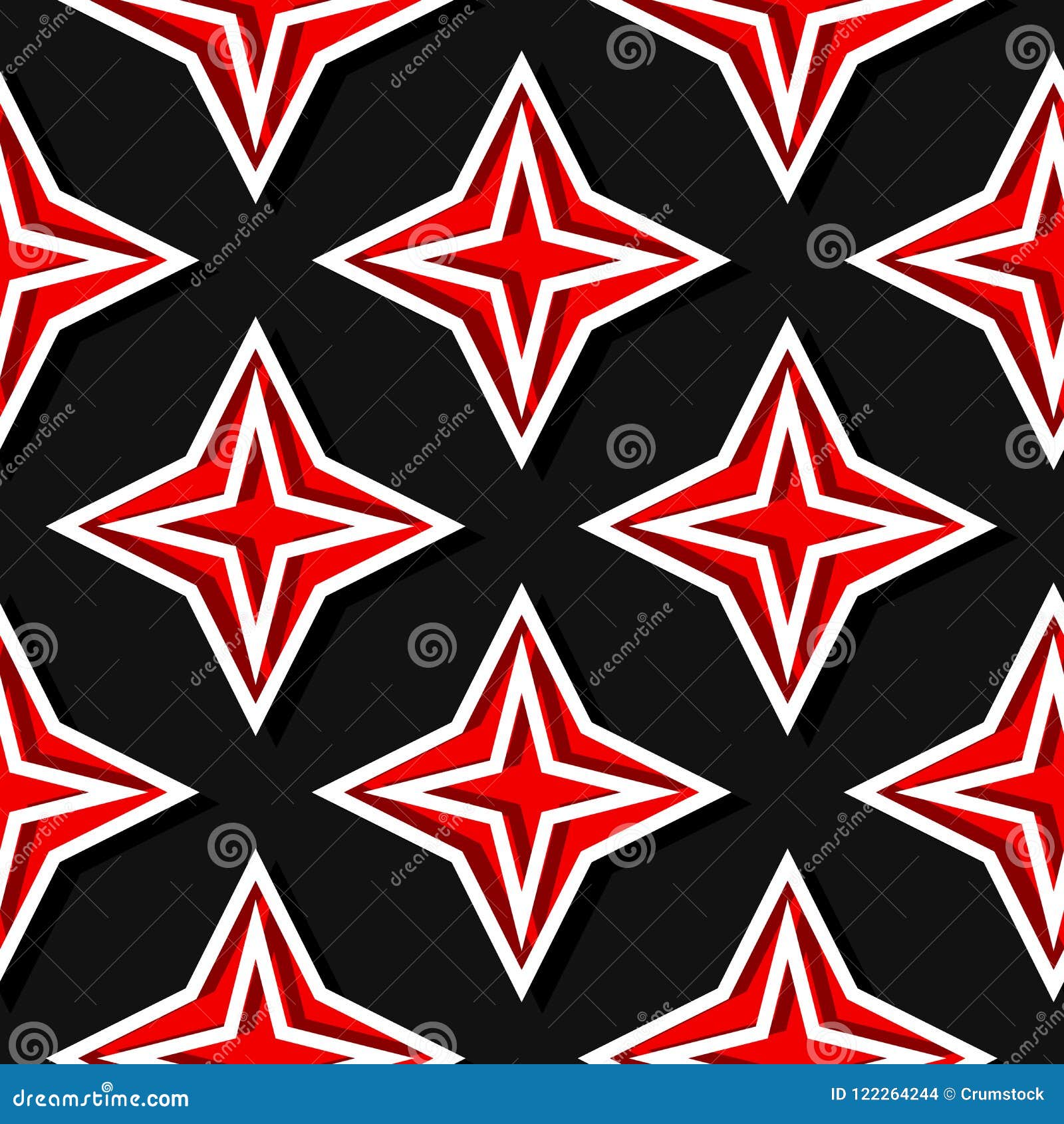 Seamless Geometric Pattern. Black and Red 3d Design Stock Vector ...