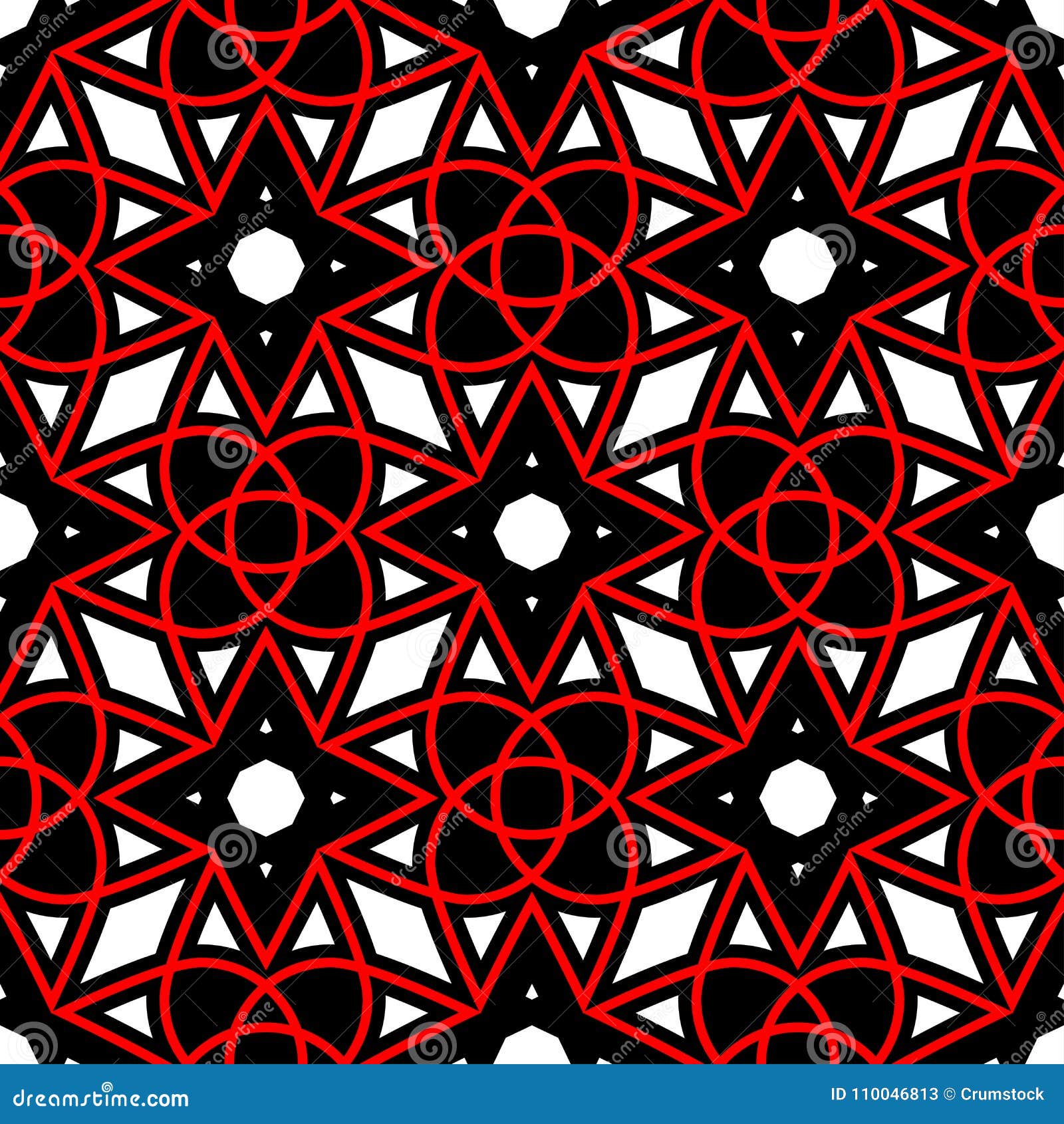 Seamless Geometric Pattern. Black Red and White Background Stock Vector ...