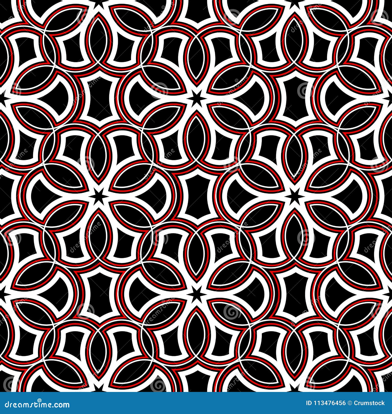 Seamless Geometric Pattern. Black Red and White Background Stock Vector ...