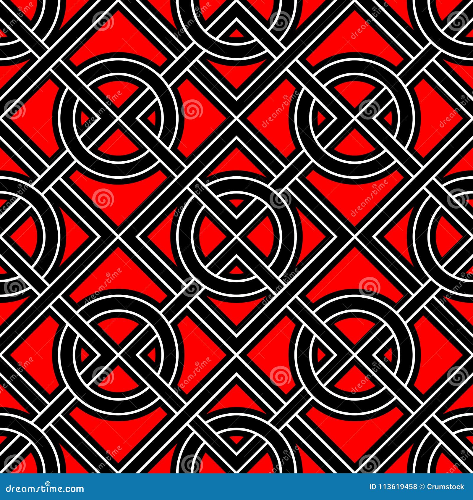 Seamless Geometric Pattern. Black Red and White Background Stock Vector ...