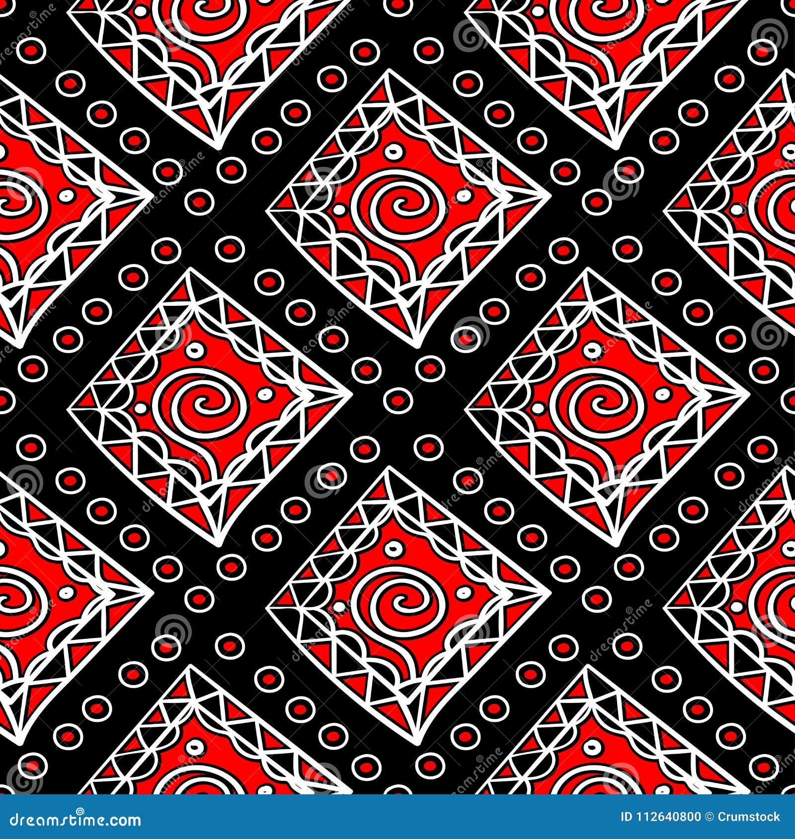 Seamless Geometric Pattern. Black Red And White Background Stock Vector ...