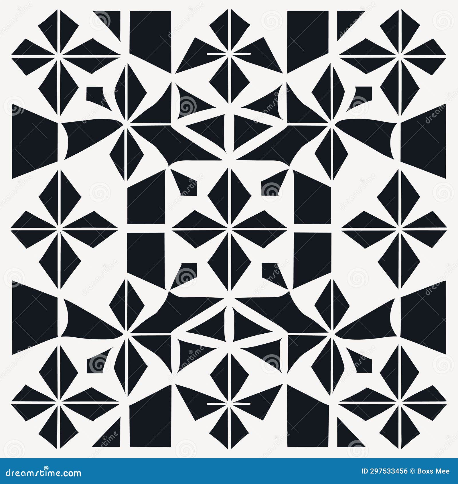 Seamless Geometric Pattern In Black And White Colors Generative Ai