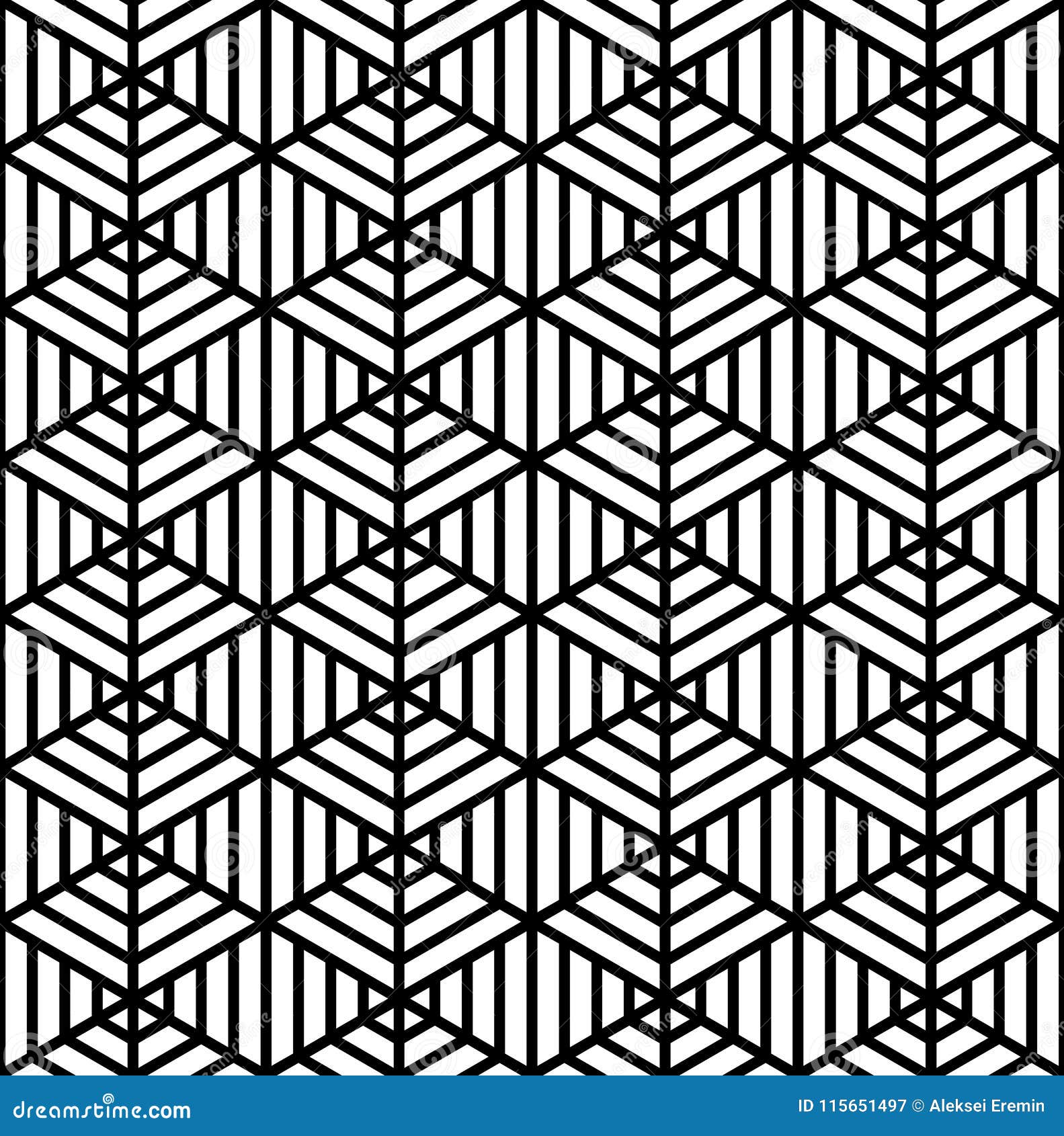 Seamless Geometric Pattern in Black and White Silhouette. Stock Vector ...