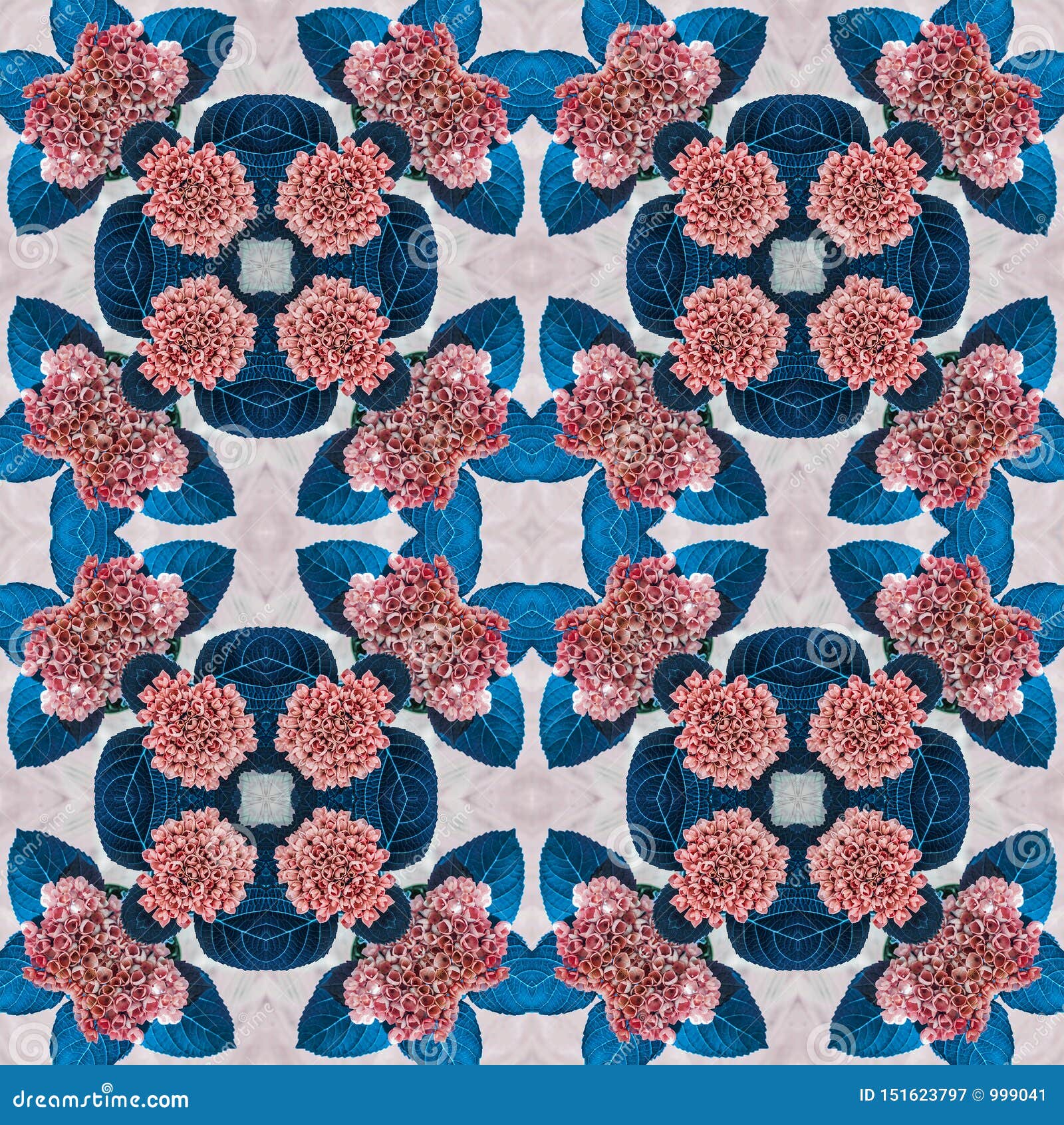 Seamless Geometric Pattern of Blue Hydrangea Flowers. Stock Image ...