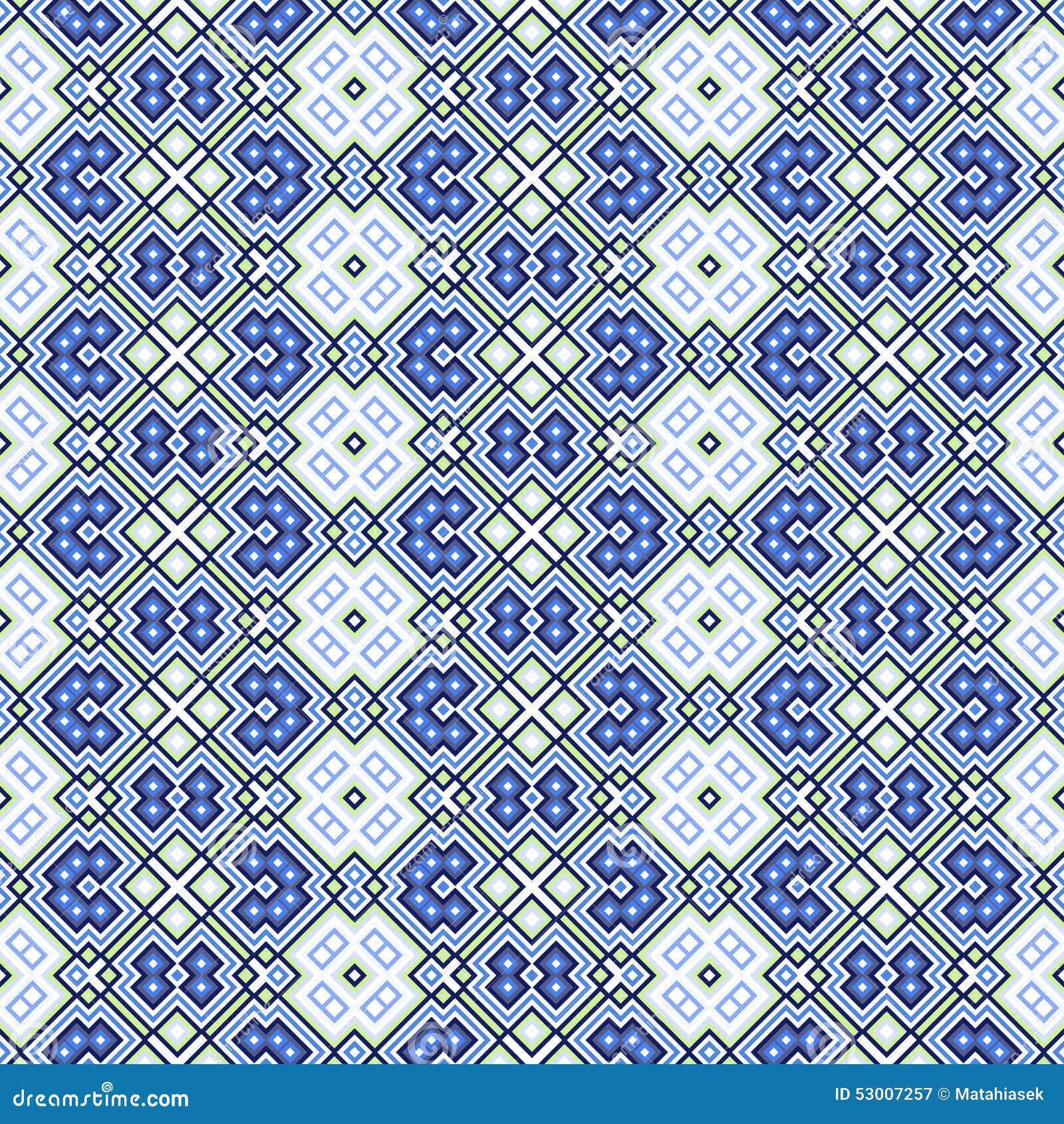 Seamless Geometric Pattern in Blue and Green Stock Illustration ...
