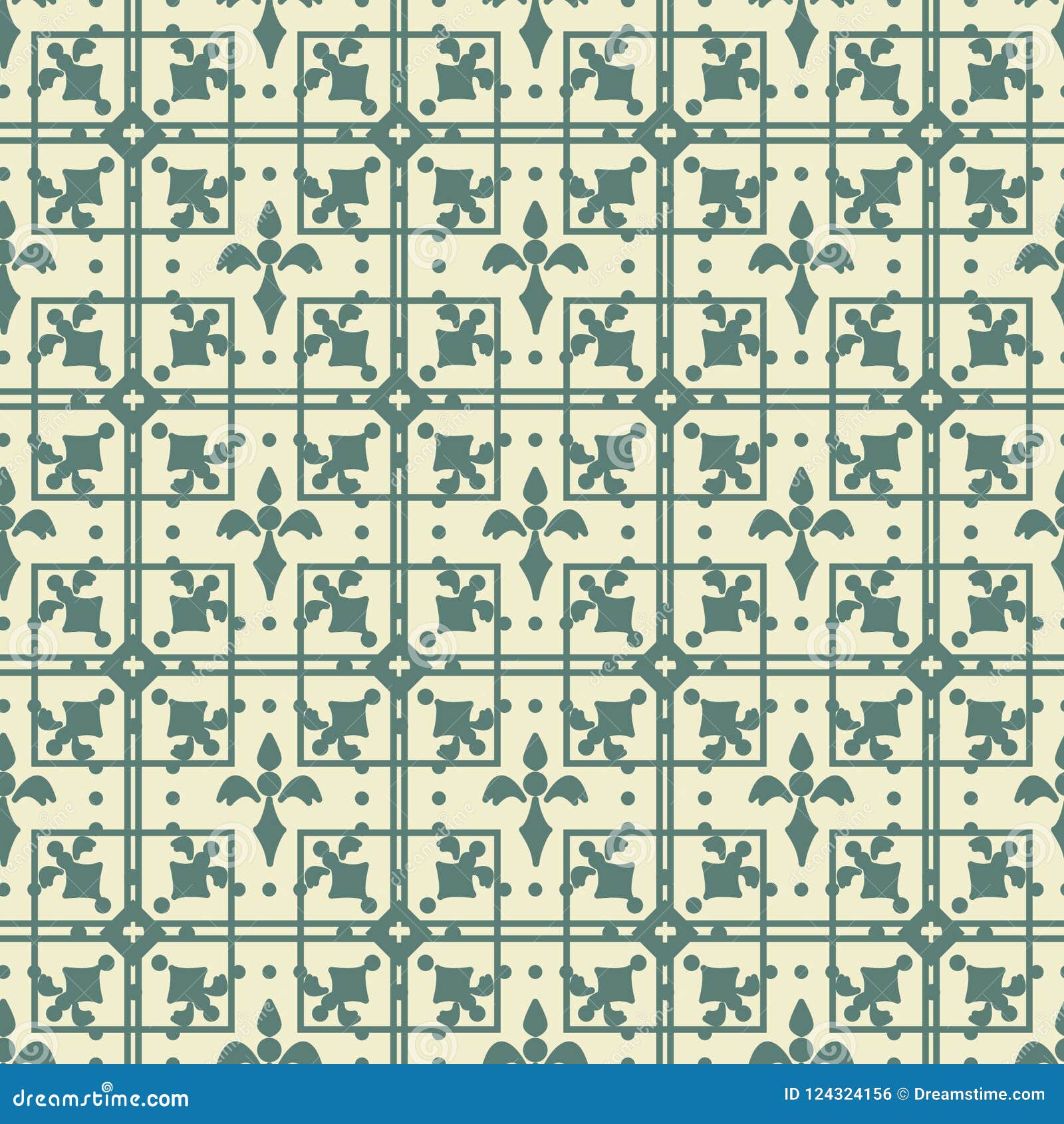 Seamless Geometric Pattern Blue Pattern on Beige Background. Stock ...