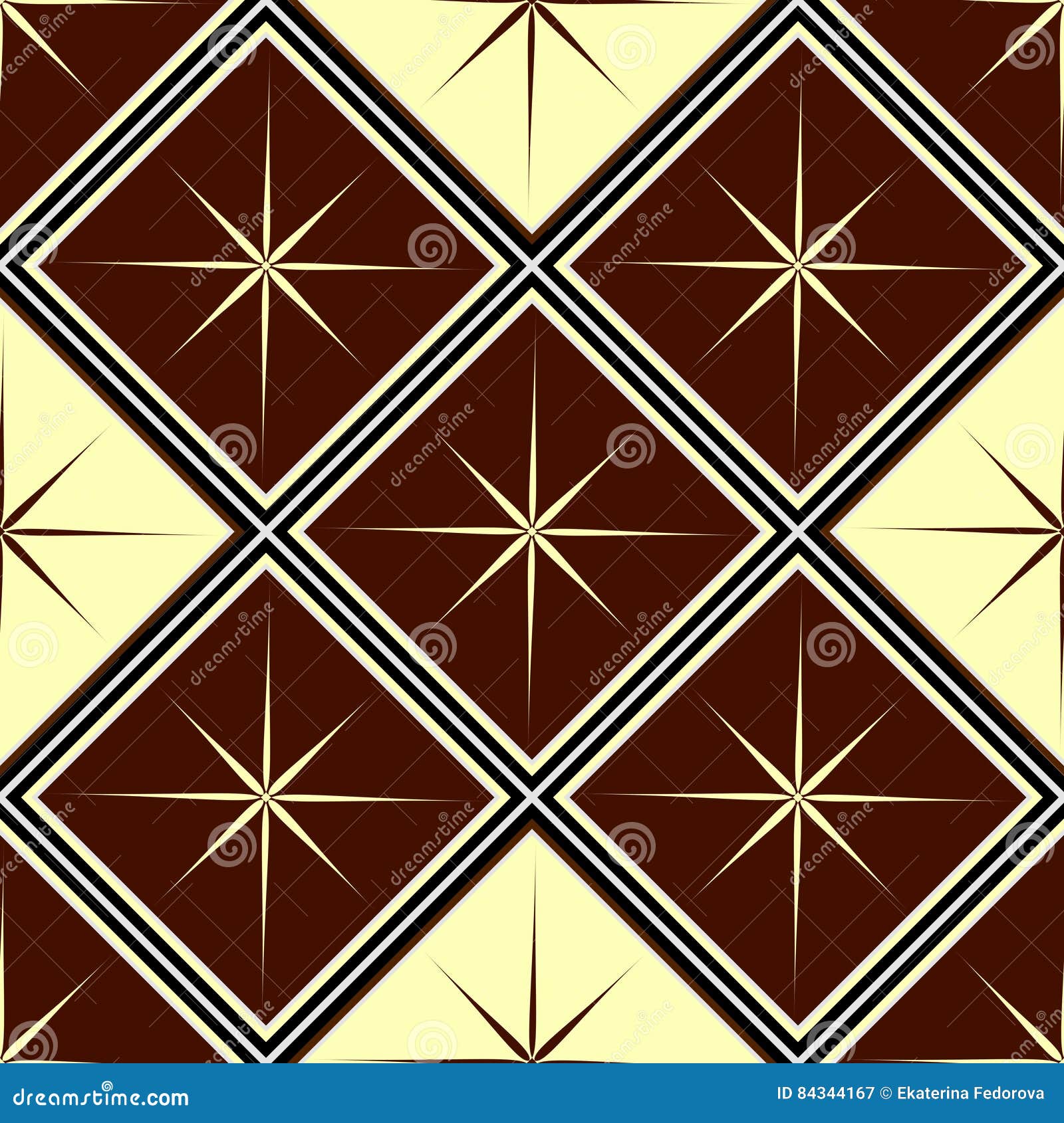 Seamless Geometric Pattern, Brown with a Yellow Diamond with a Star ...