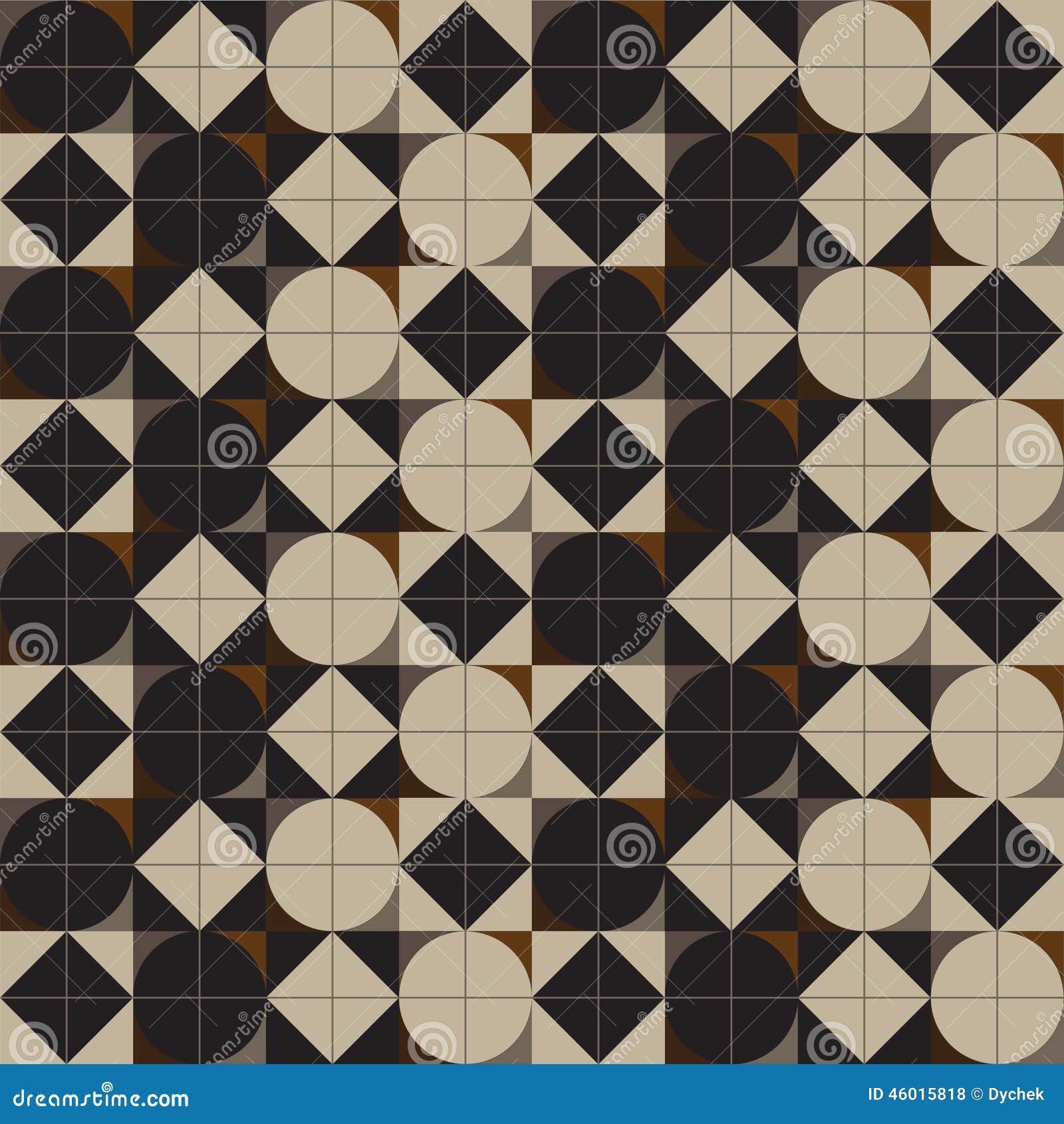 Seamless Geometric Pattern. Circles and Diamonds in Squares. Vector ...