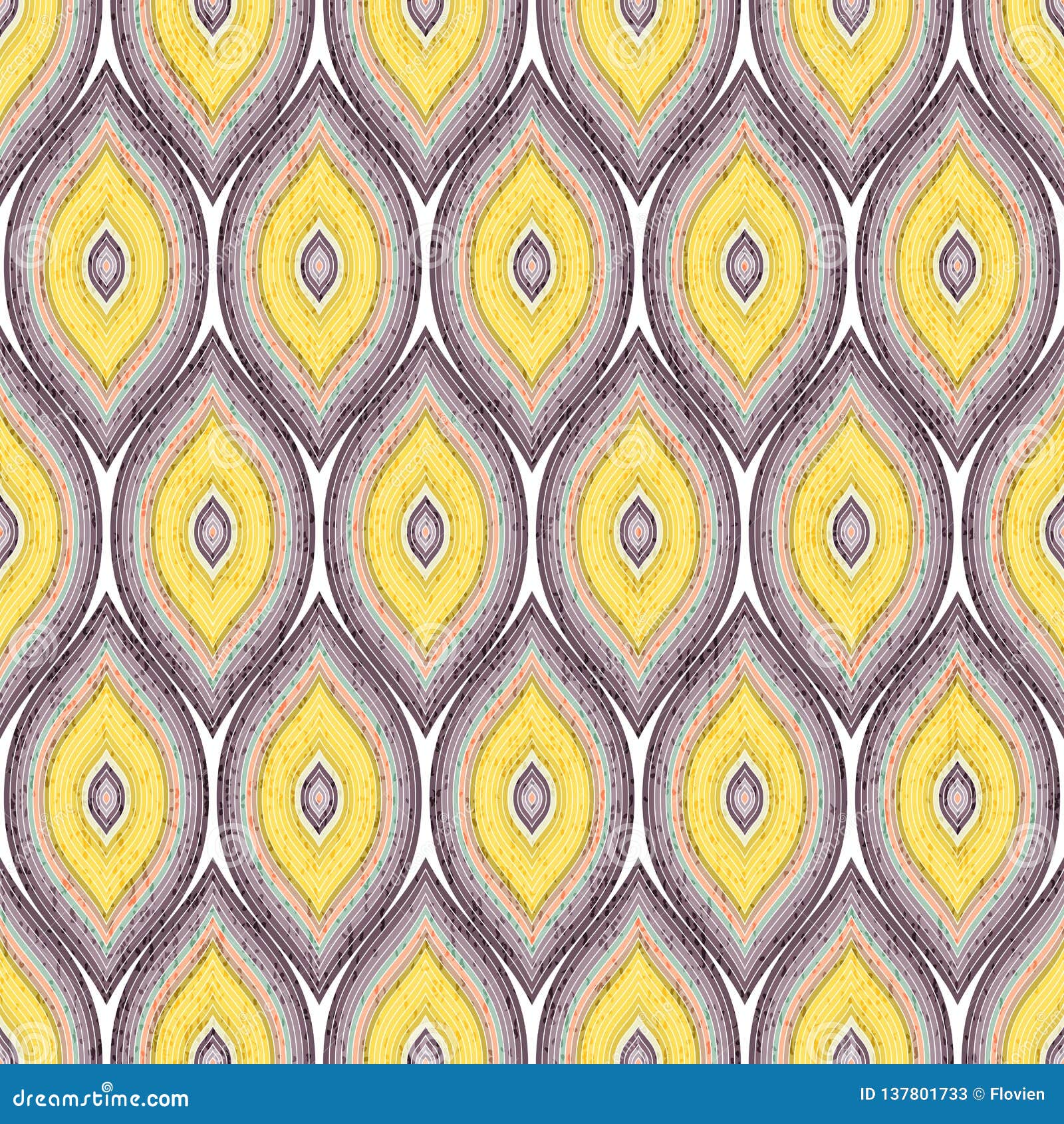 Seamless Geometric Pattern. Colorful Ogee Ornament. Wavy Print for ...