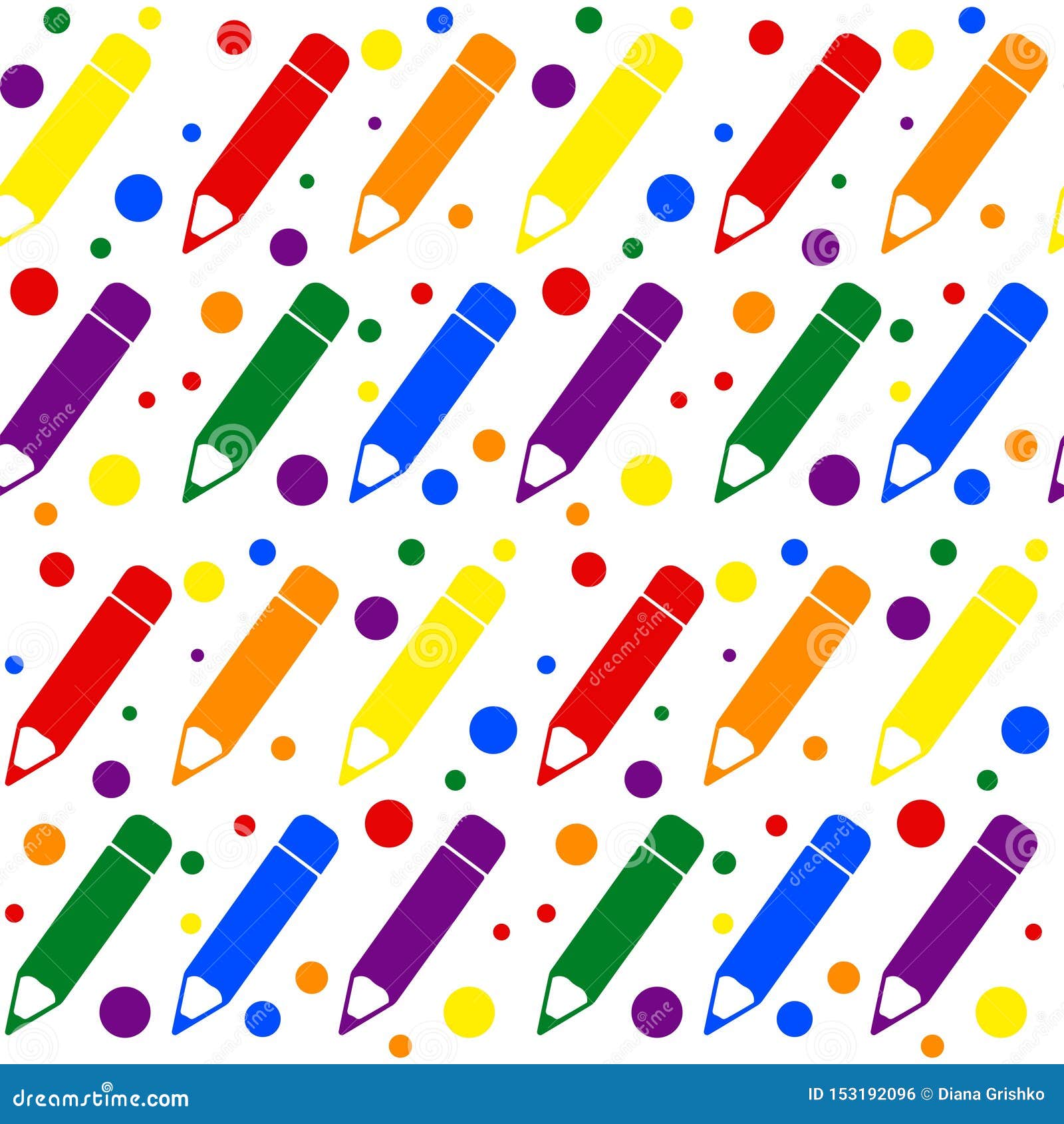 Seamless Geometric Pattern with Colorful Pencils in Flat Style. Vector ...