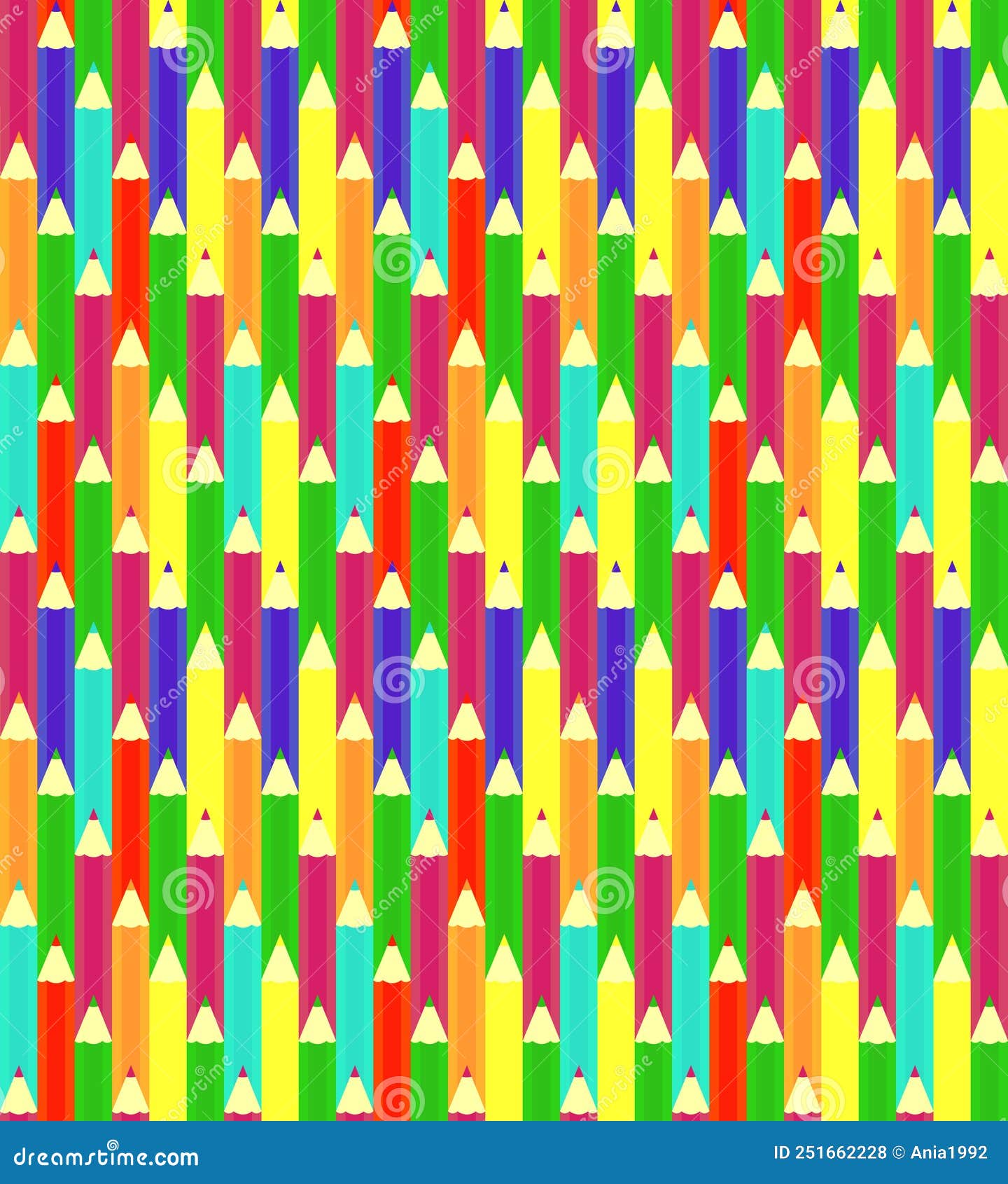 Seamless Geometric Pattern with Colorful Pencils in a Flat Style ...