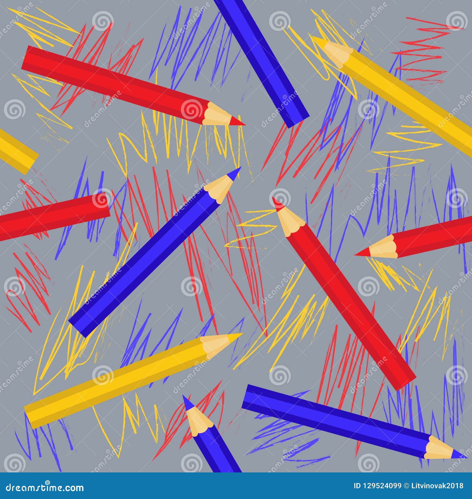 Seamless Geometric Pattern with Colorful Pencils. Vector EPS10. Stock ...