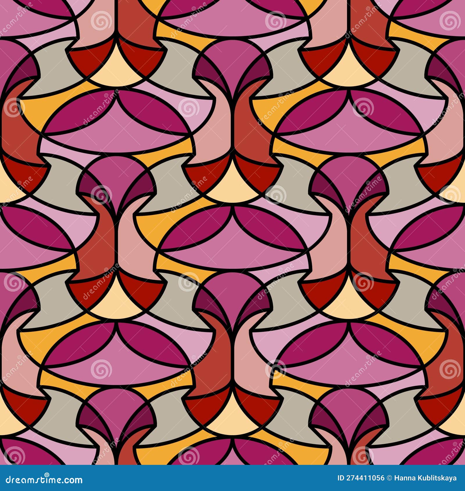 Seamless Geometric Pattern with Curved Lines. Vector Art Stock Vector ...