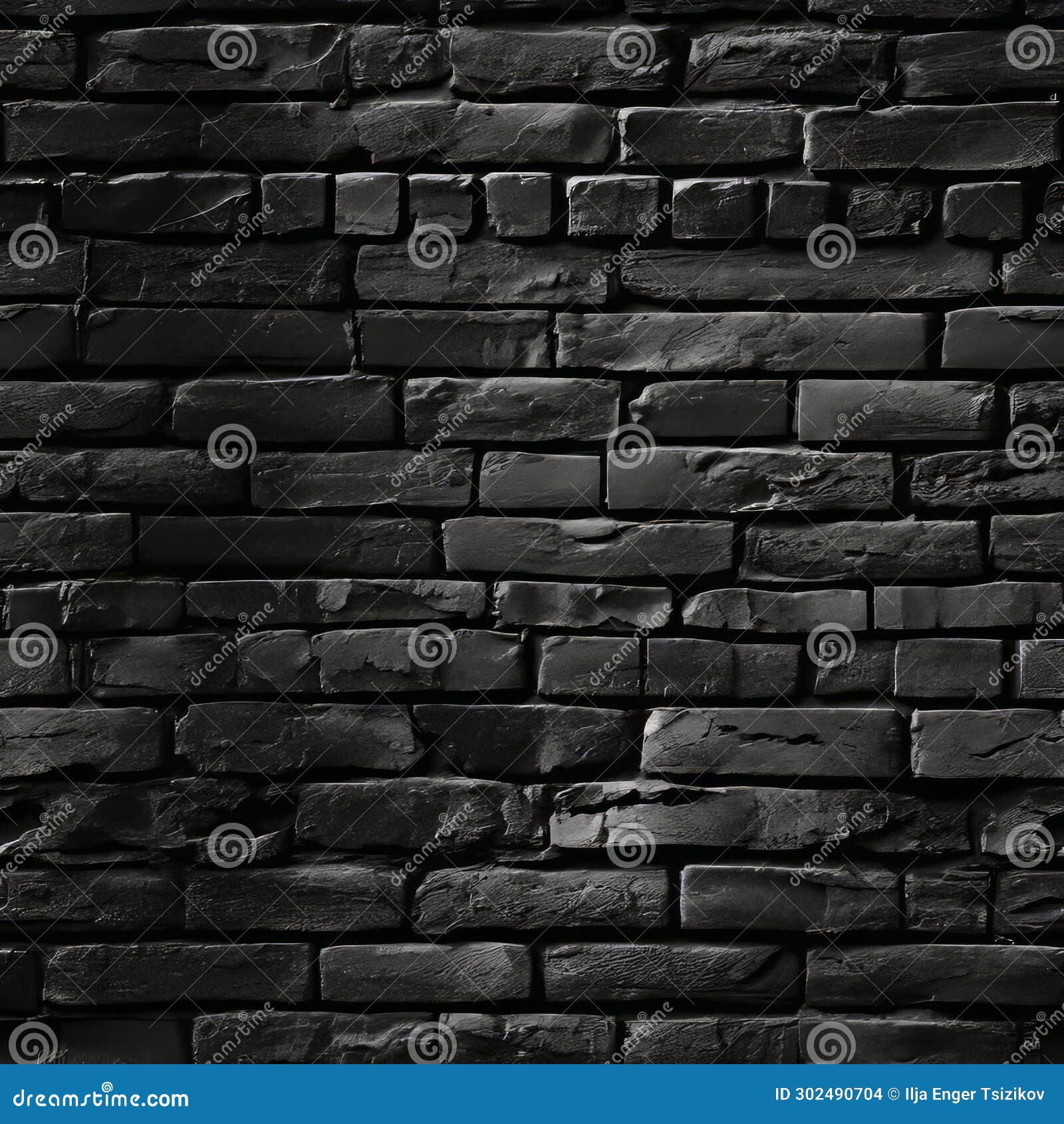 Seamless Geometric Pattern of Dark Black Brick Wall Texture for ...