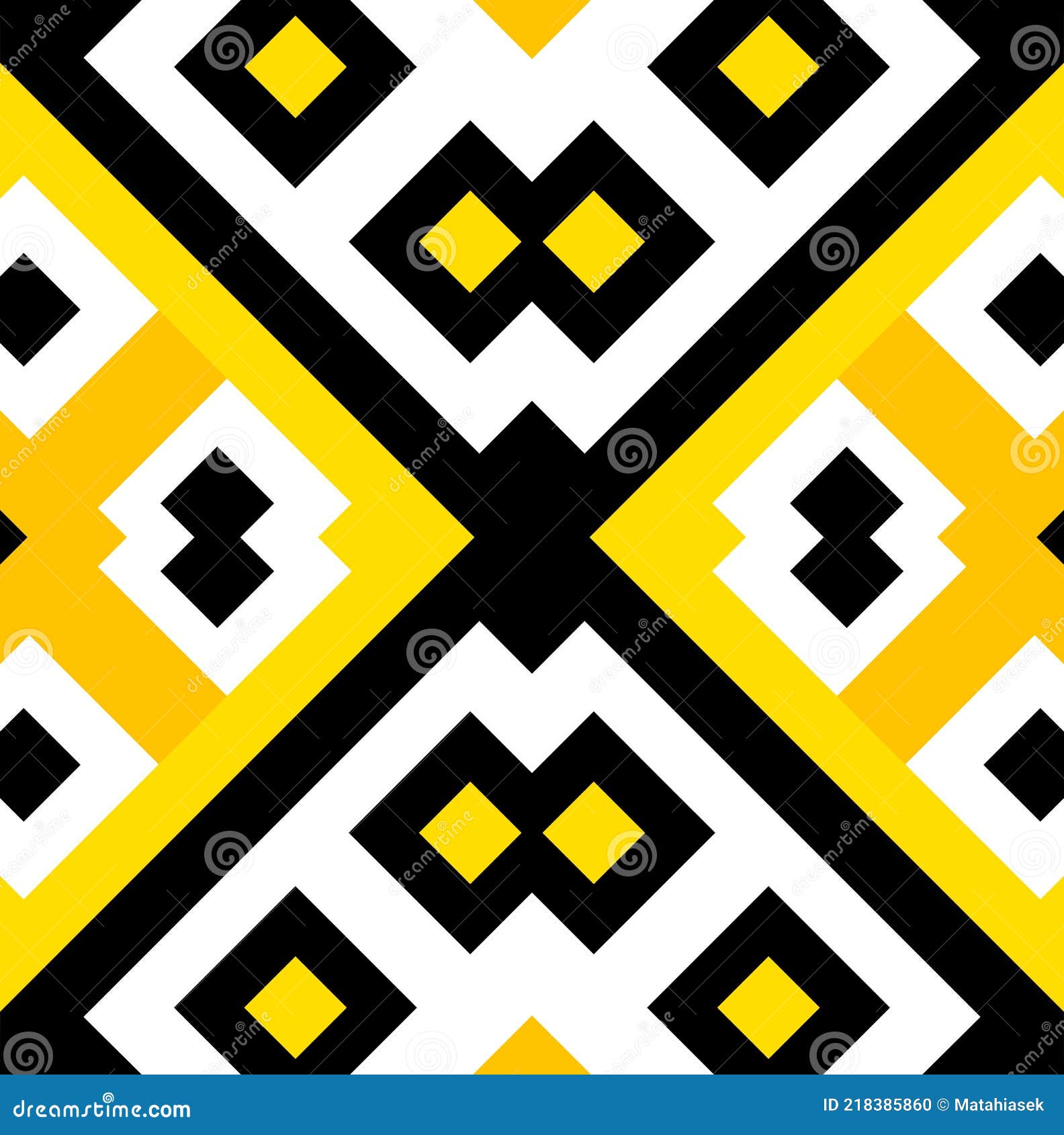 Seamless Geometric Pattern Design in Trendy Yellow, White and Black ...