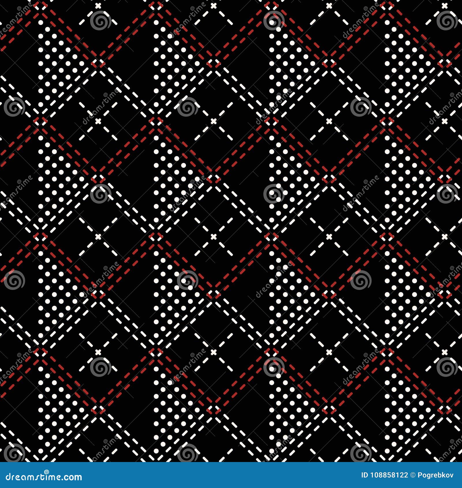 Seamless Pattern of Dots and Intersecting Double Dashed Lines Stock ...