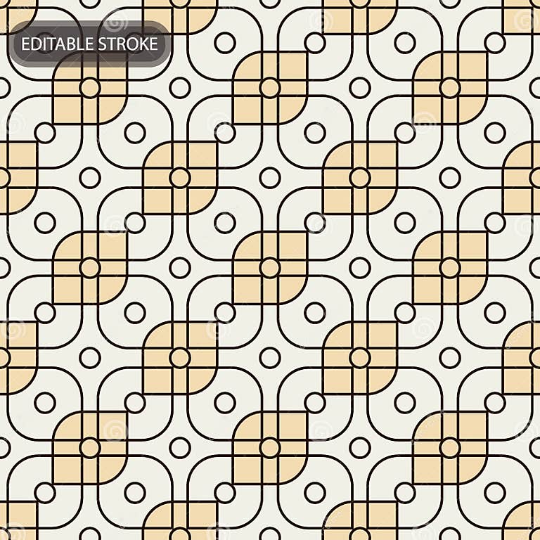 Seamless Geometric Pattern with Editable Stroke Stock Illustration - Illustration of classic ...