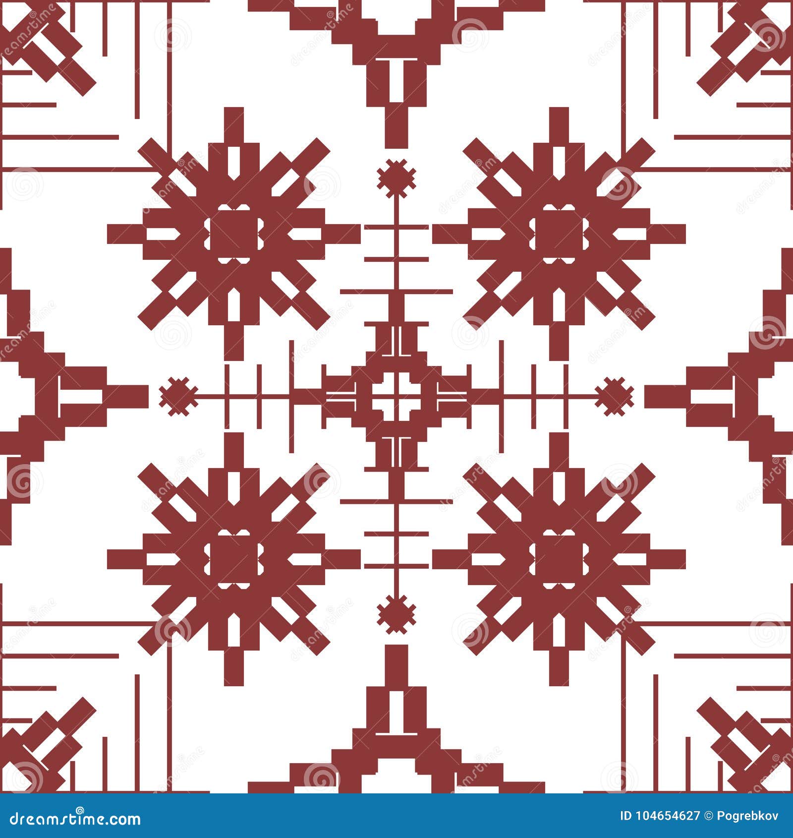 Seamless Geometric Pattern with Embroidery Elements Stock Vector ...