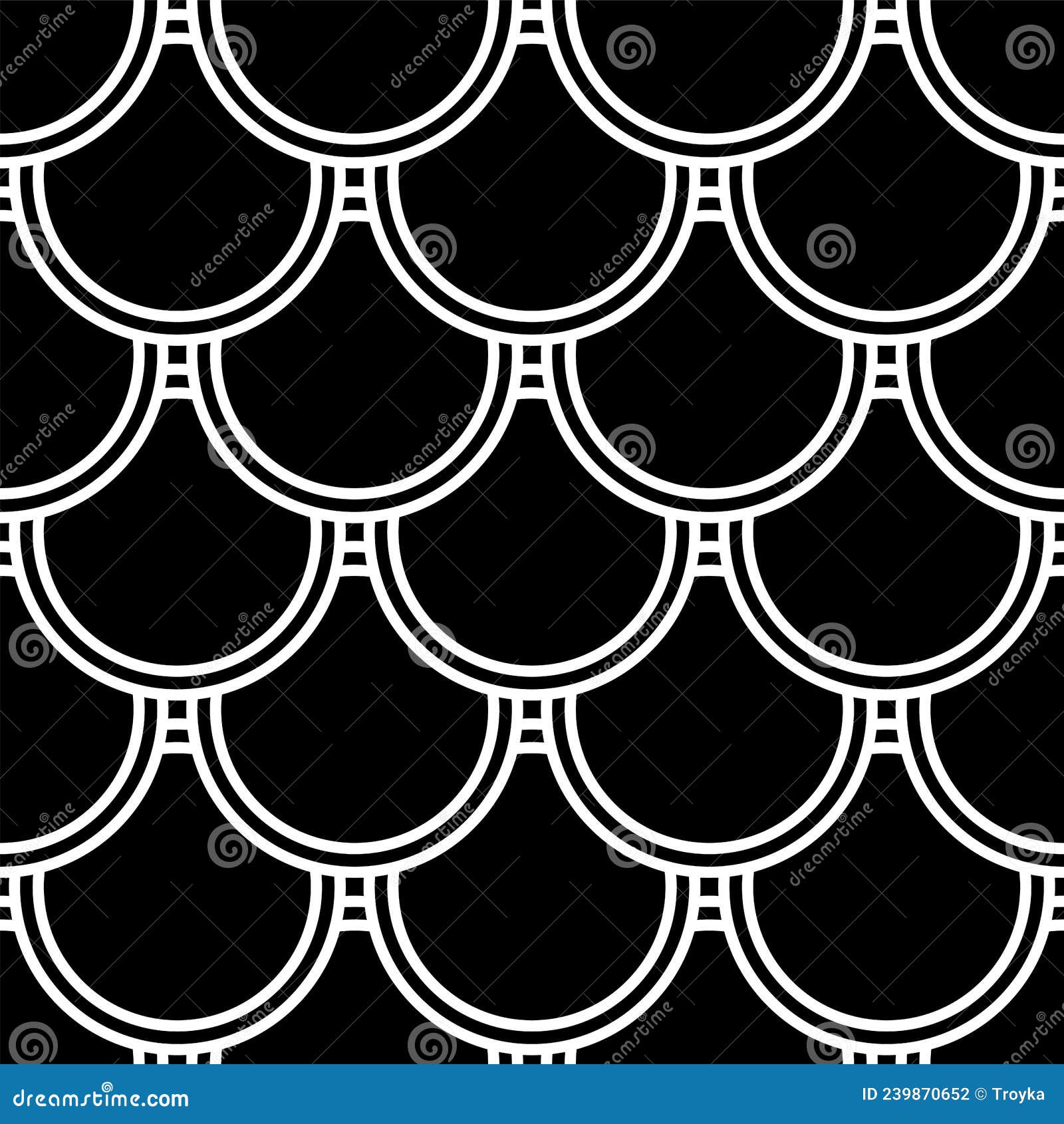 Seamless Geometric Pattern with Fish Scale Motif. Black Textured ...