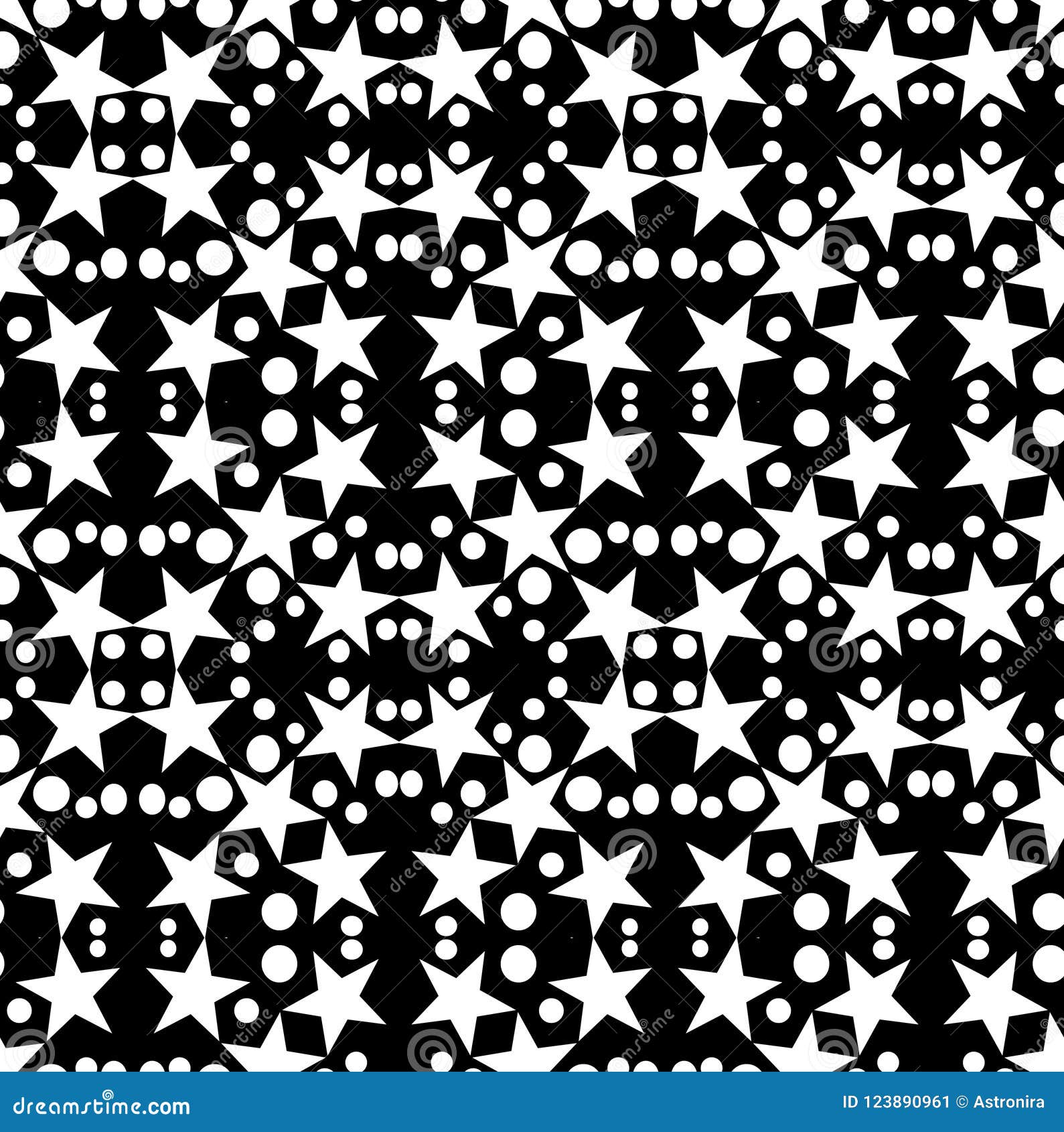 Seamless Geometric Pattern with a Five-pointed Stars and Circles Stock ...