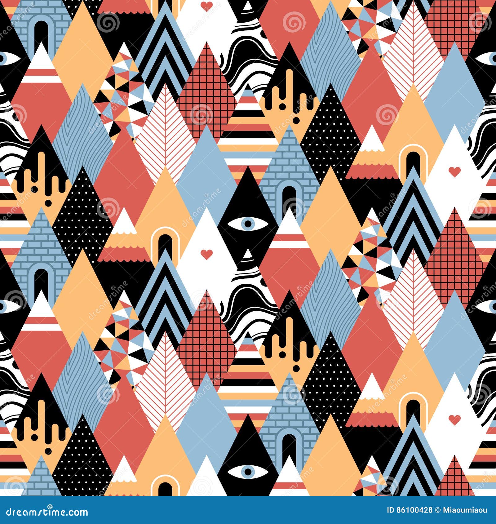 Seamless Geometric Pattern in Flat Style with Growing Triangles ...