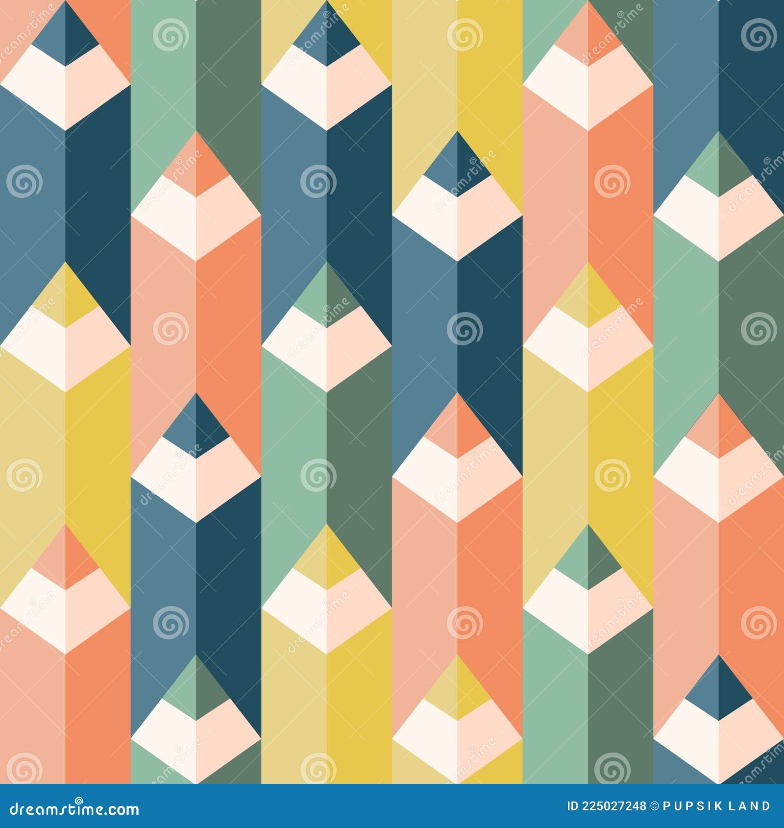 Seamless Geometric Pattern in a Flat Style with Pencils. Stock Vector ...