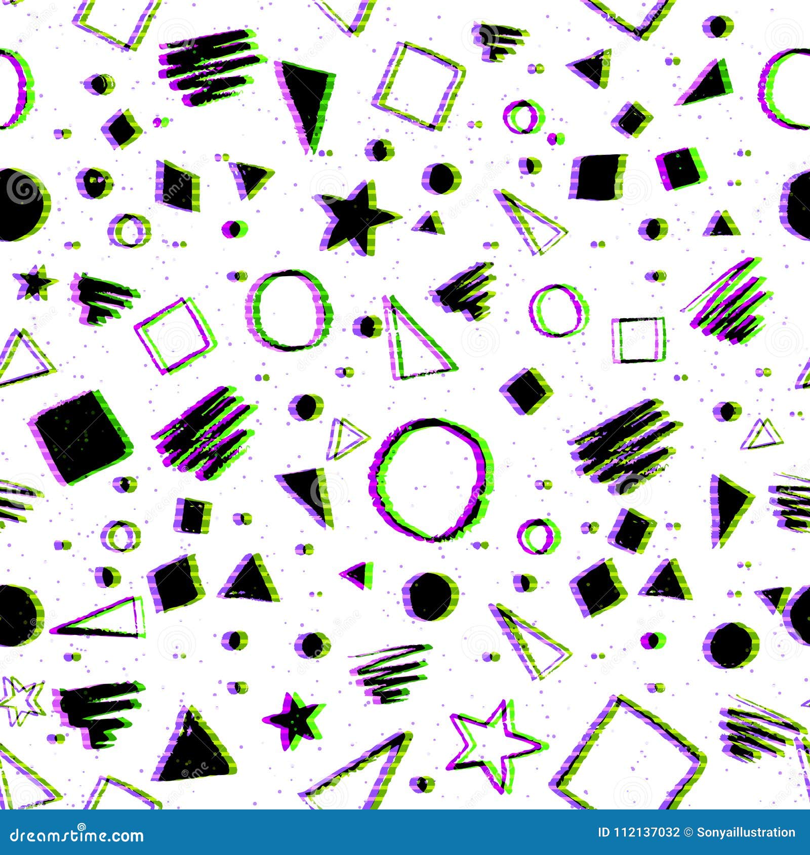 Seamless Geometric Pattern with Glitch Effect Stock Vector ...