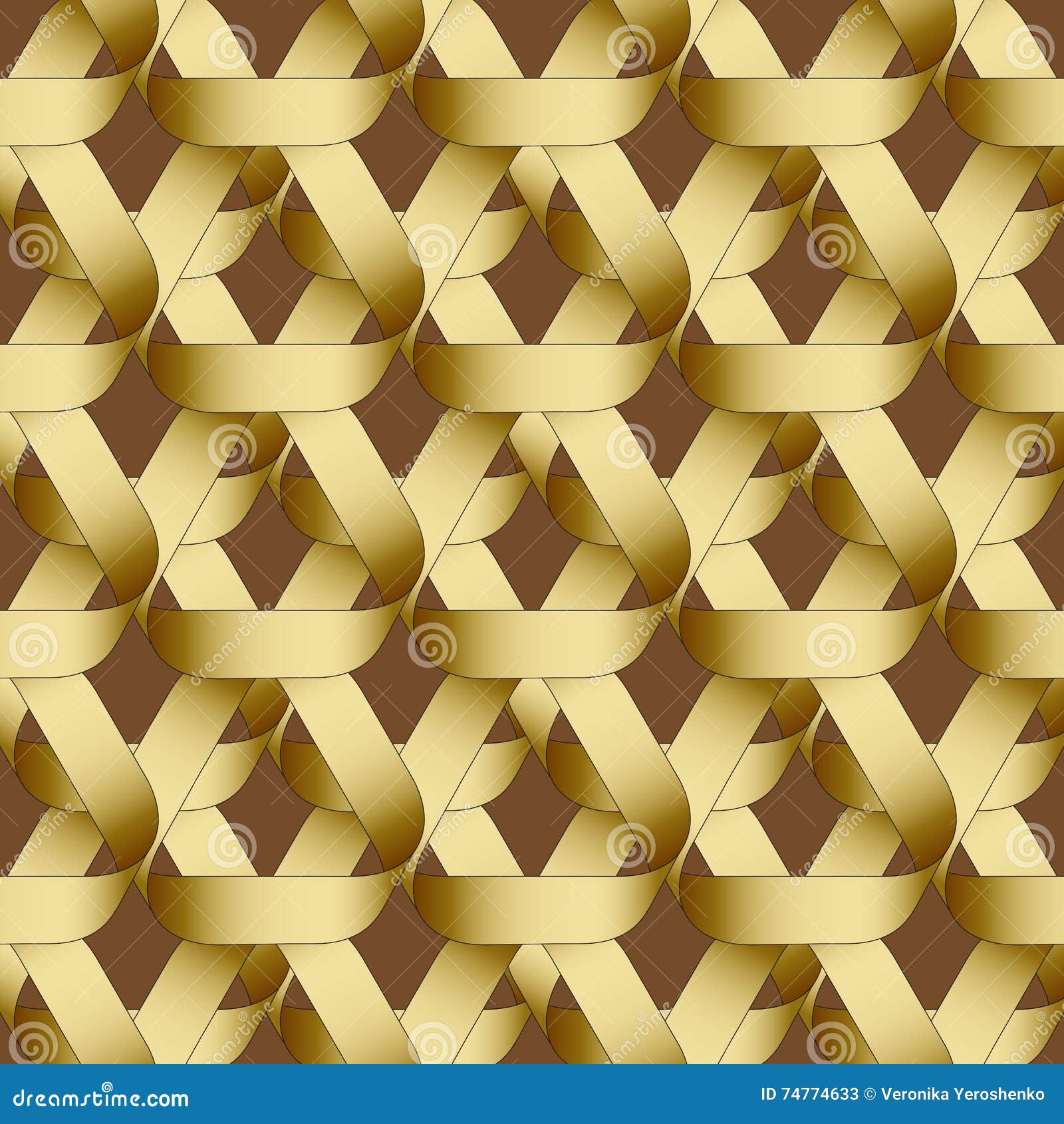 Seamless Geometric Pattern with Golden Ribbons Texture. Stock Vector ...