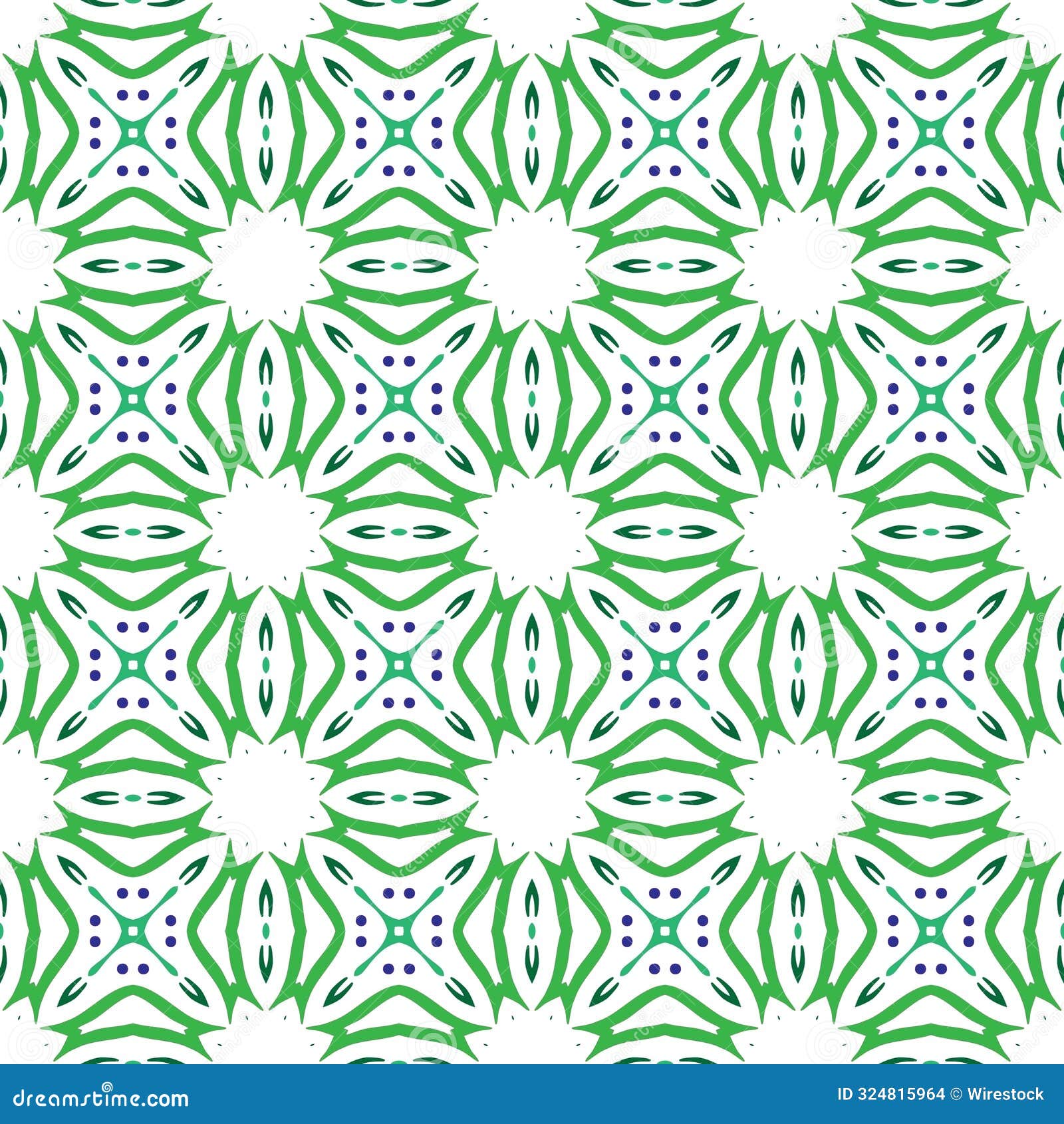 Seamless Geometric Pattern with Green and Blue Elements on a White ...