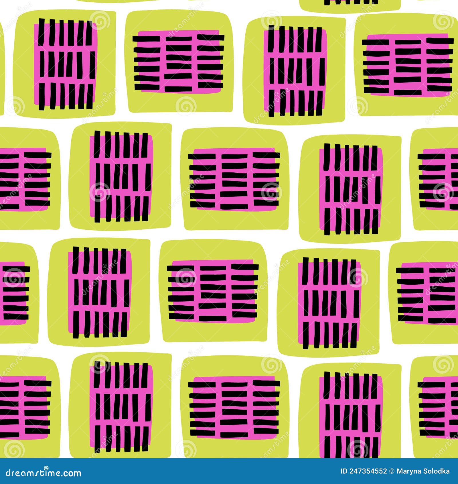 Seamless Geometric Pattern with Hand Drawn Square Shapes. Vector ...