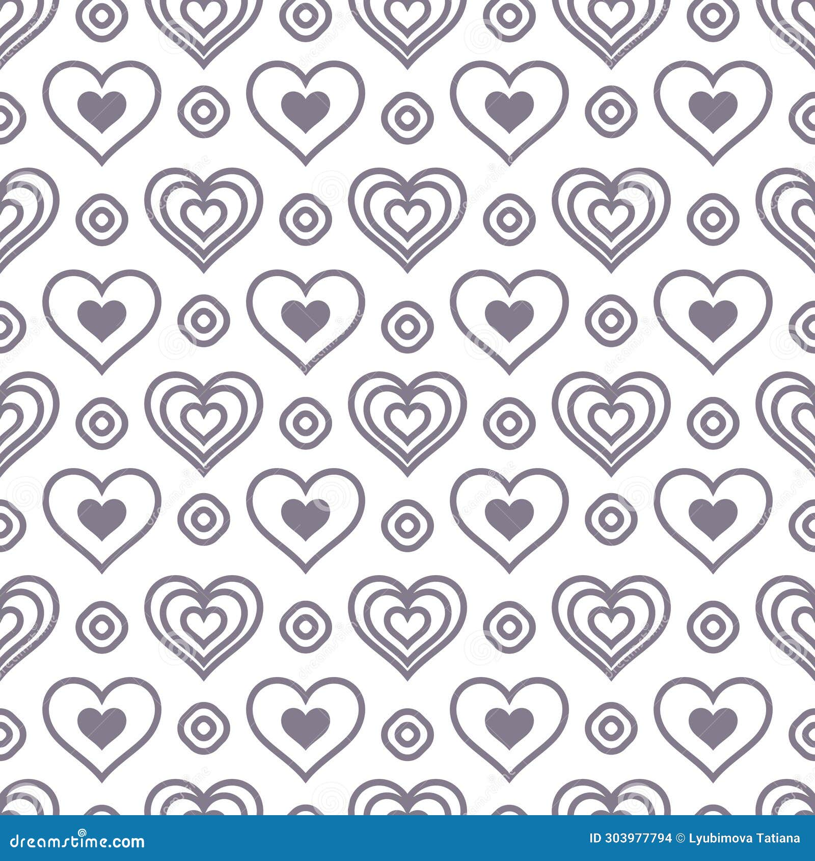Seamless Geometric Pattern with Hearts Vector Repeating Monochrome ...
